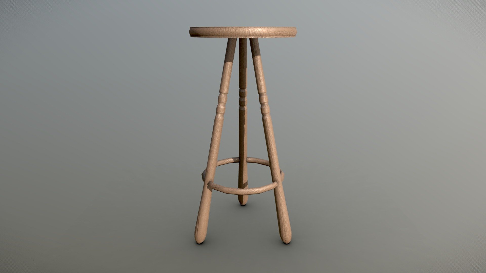 Wooden stool (low poly) - 3D model by zeniomix (@zenio) [edee4c0 ...