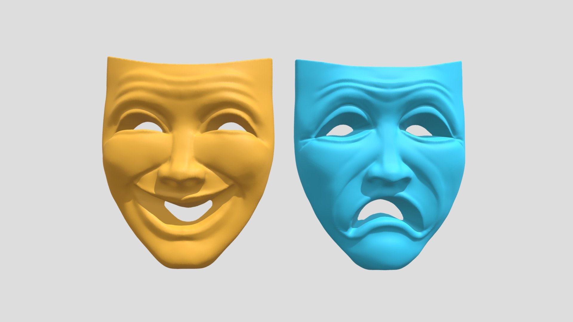 "Happy and Sad" Theater Masks Comedy and Tragedy - Download Free 3D ...