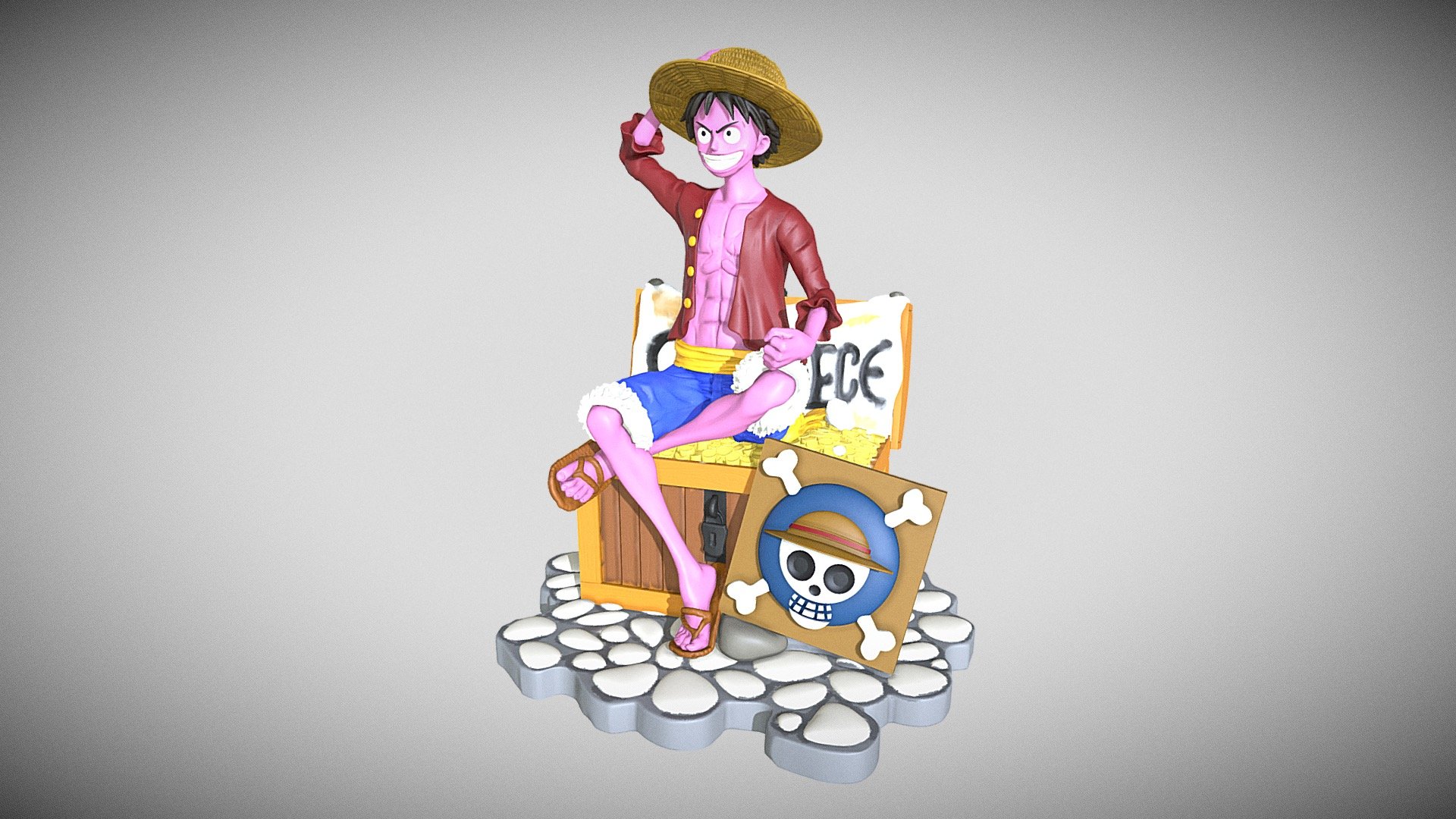 Luffy on Chest - 3D model by r3Direct [ee1e1f9] - Sketchfab