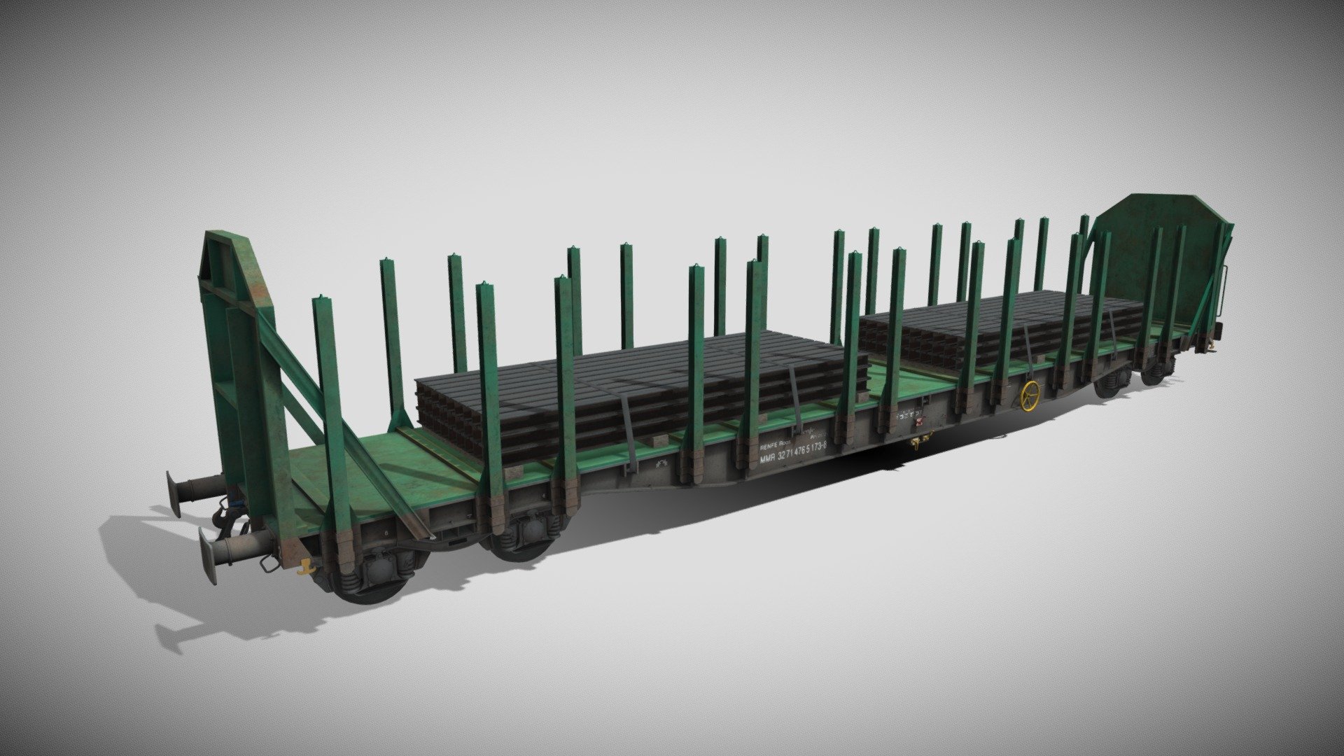 Mm5 Roos Freight wagon with beams - Buy Royalty Free 3D model by ...