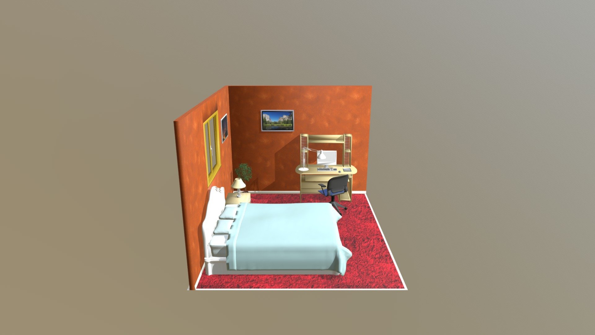 Bedroom1 - Download Free 3D model by binsurf [ee4da92] - Sketchfab