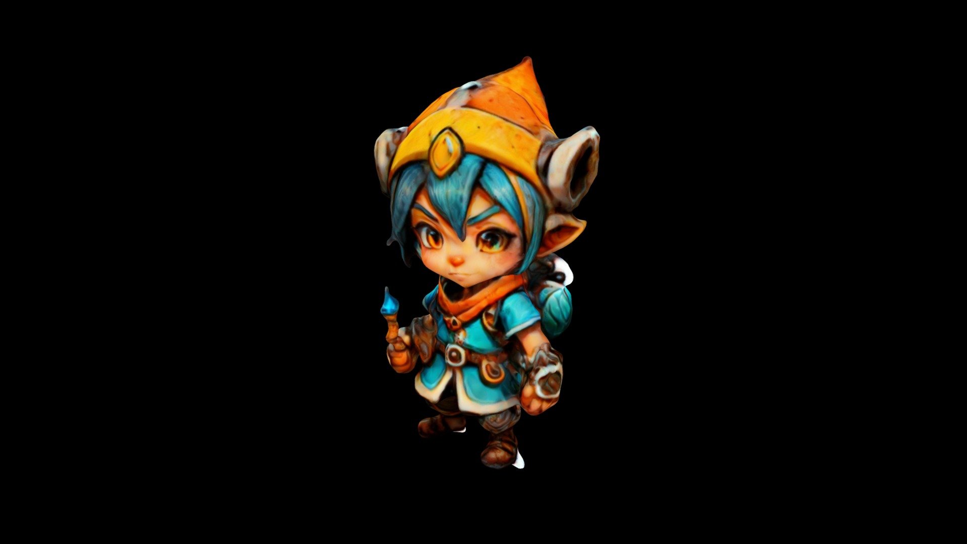a blue skinned character with blue hair and brow - Download Free 3D ...