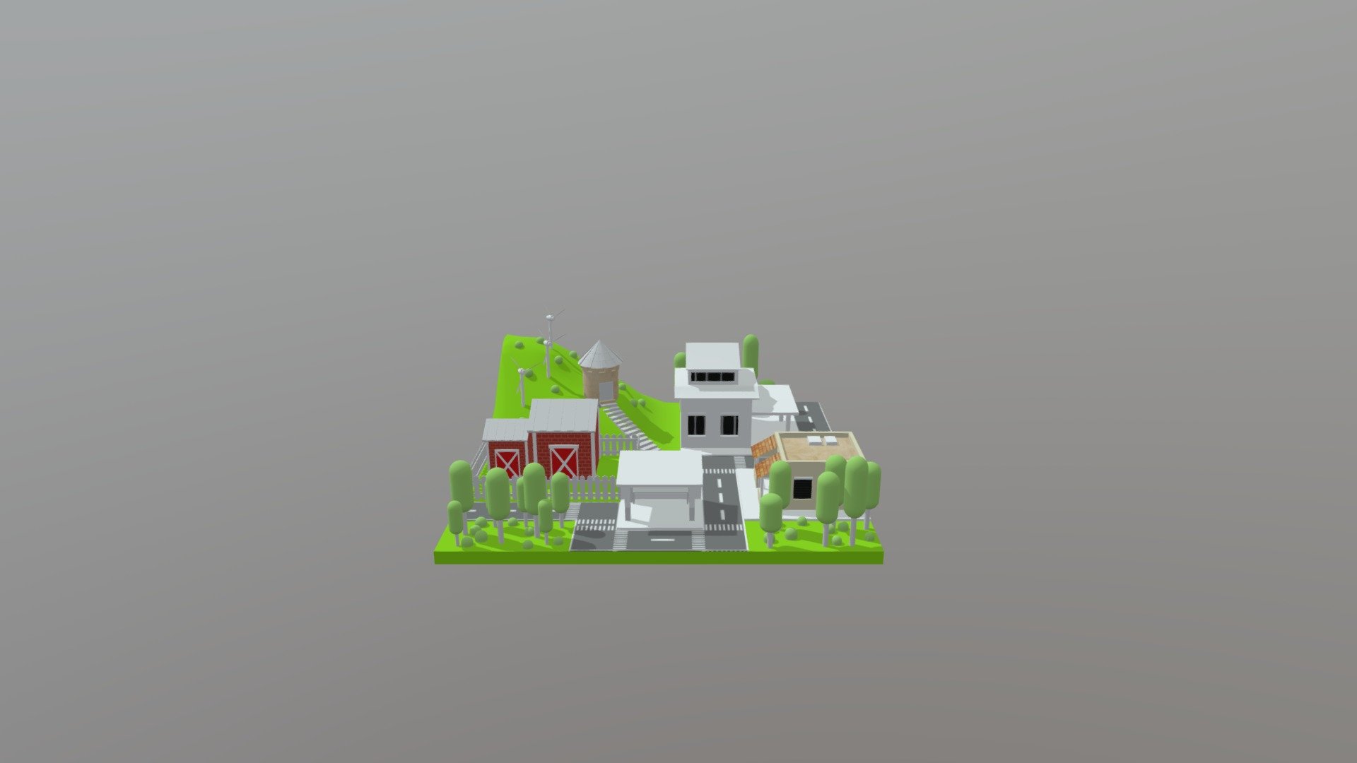 Simple Isometric Town - 3D model by mr.himumz [ee5cbc2] - Sketchfab