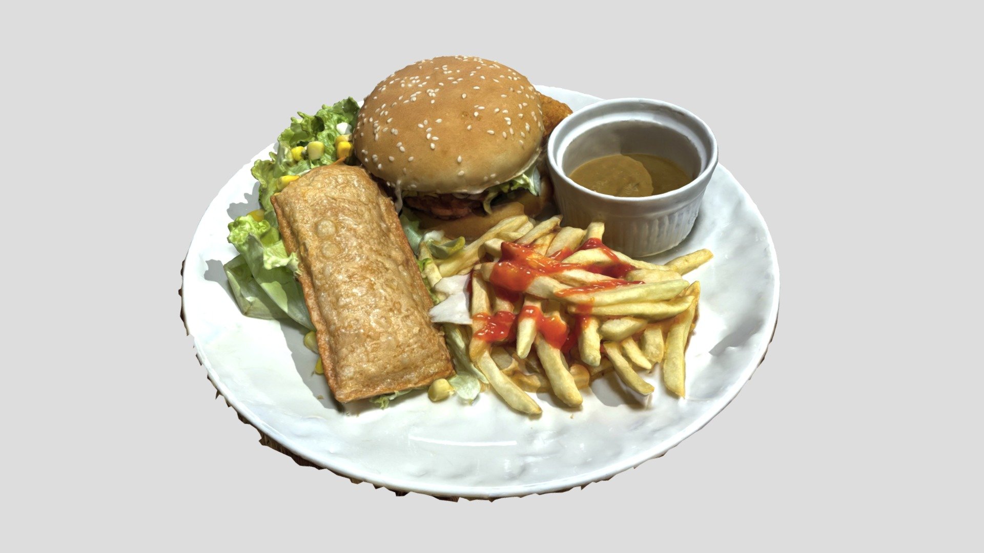 Chicken Burger With Mango Pie - 3D model by WilsonT3D (@WilsonTeo89 ...