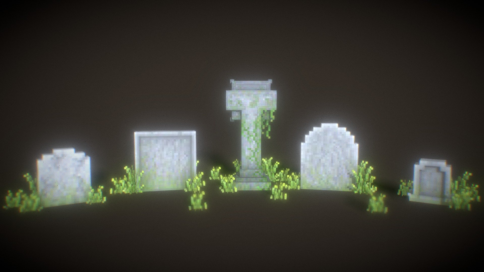 Simple Mossy Tombstones [Voxel] - 3D model by Radium (@Radium_Studio ...