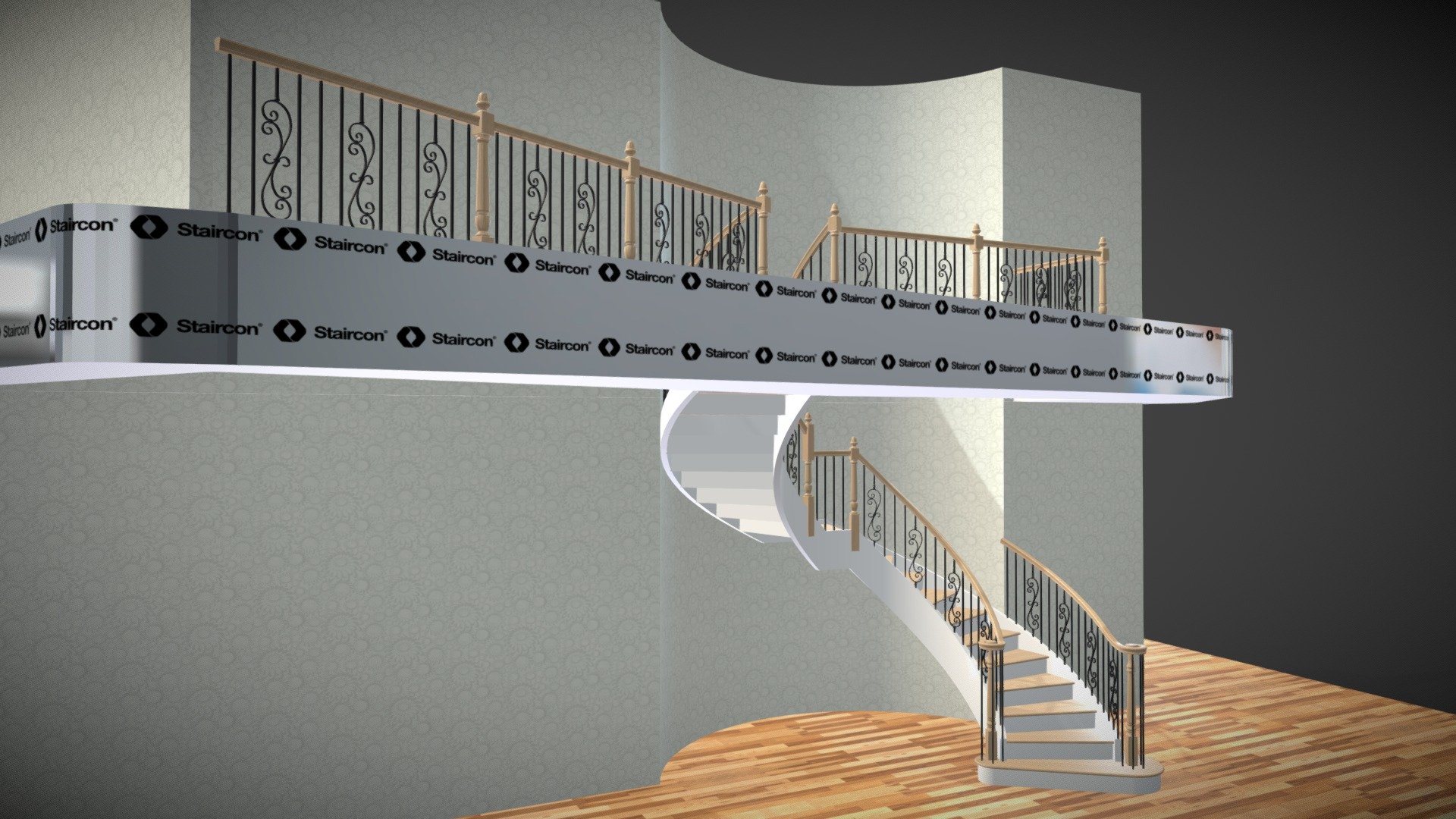 Curved with baluster pattern - 3D model by 3D Software for Stair Design ...