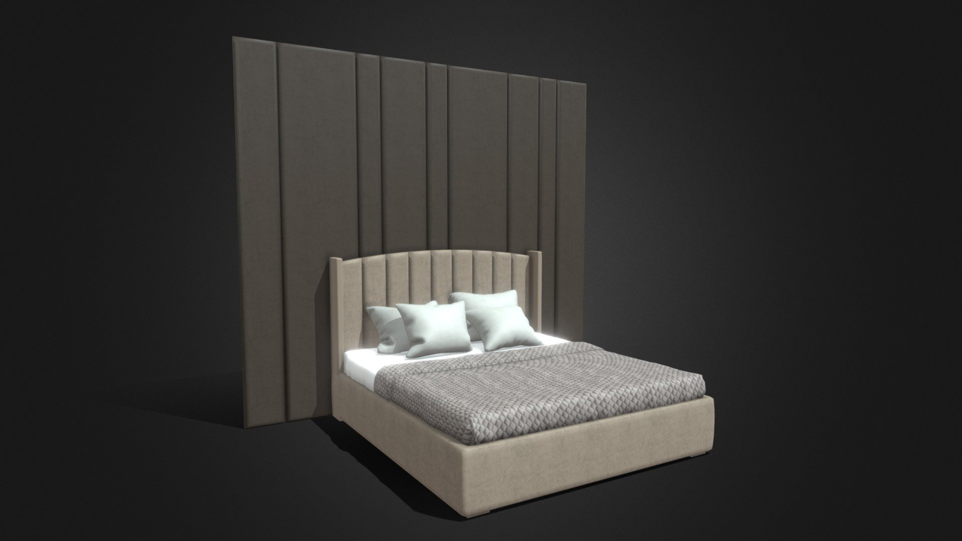 М00023 Bed With Wallpanel - Download Free 3D model by saintkastiell ...