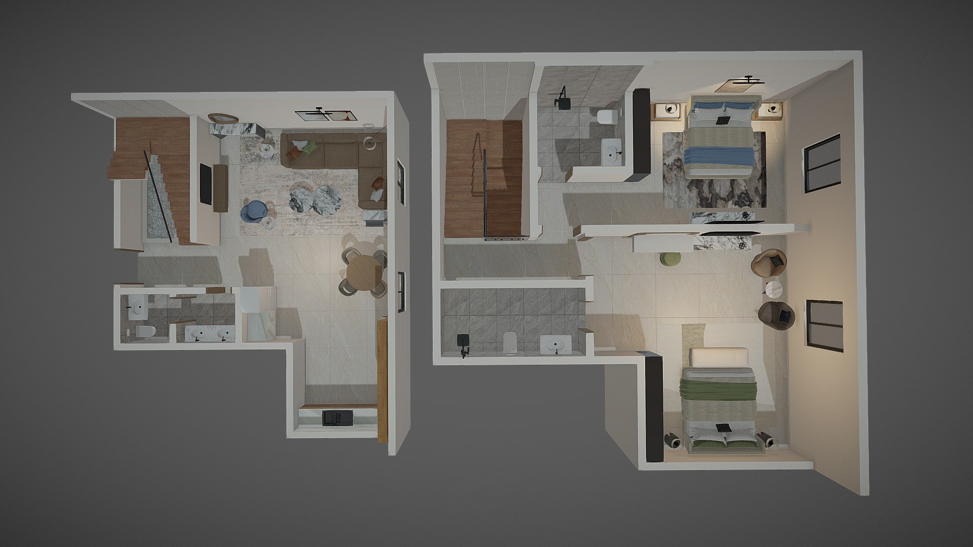 J-005A_ZONE_1_ Two Bed Duplex Apt. - G.f & F.f - 3D model by Dubizzle Group (@DubizzleGroup ...