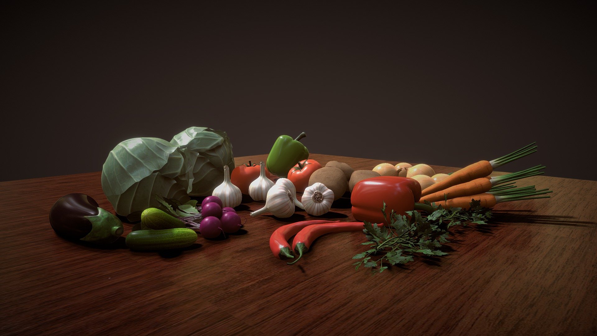 Set of vegetables - Buy Royalty Free 3D model by pixol3d [ee7bce0 ...
