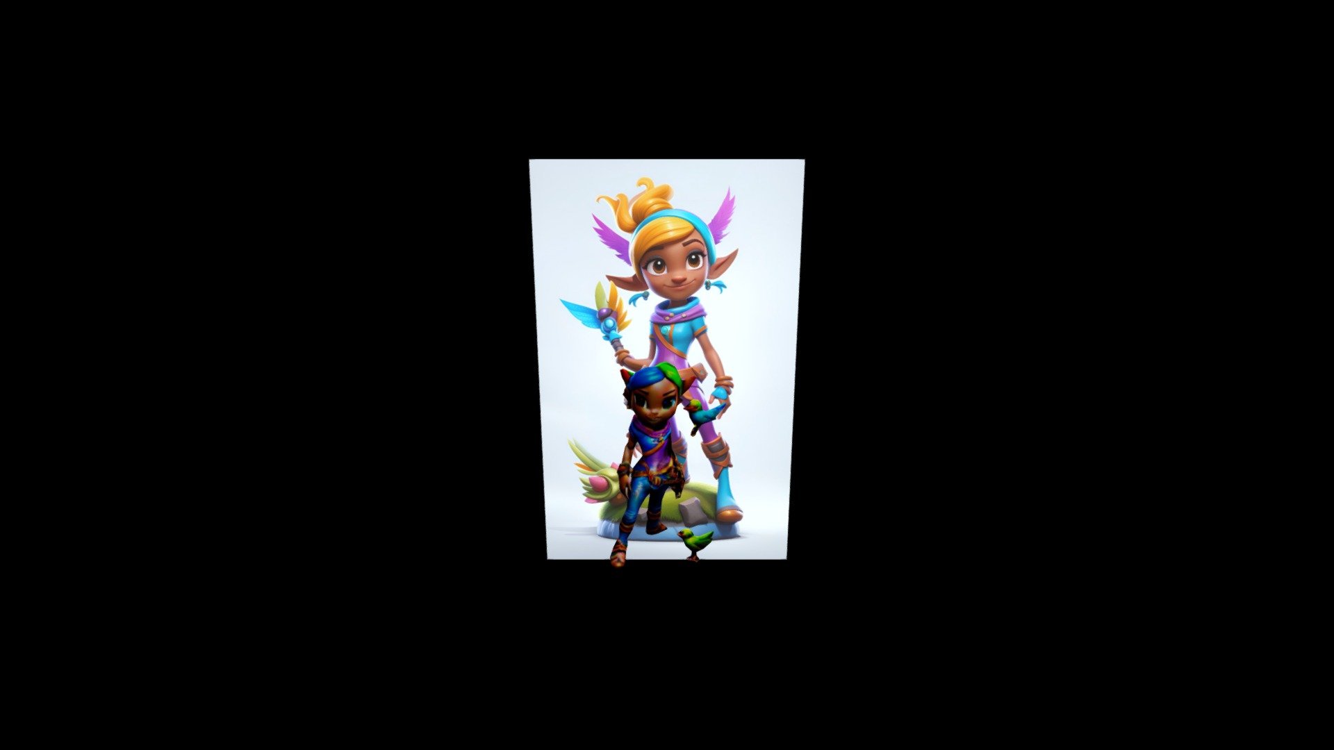 a figurine of a girl with a sword, maya render, - Download Free 3D ...
