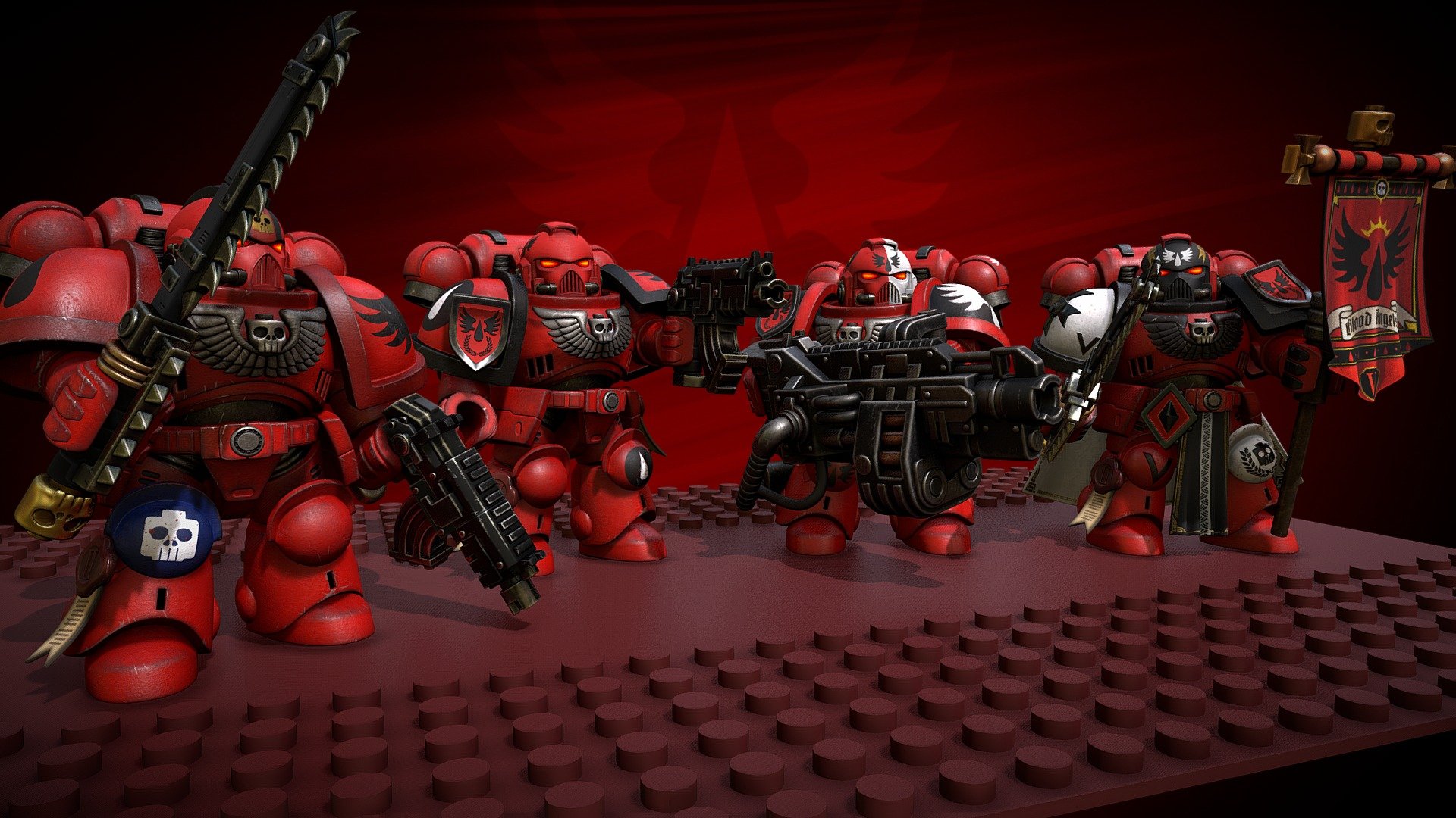 Lego Blood Angels spacemarines W04k in action - 3D model by giobiancoFB ...