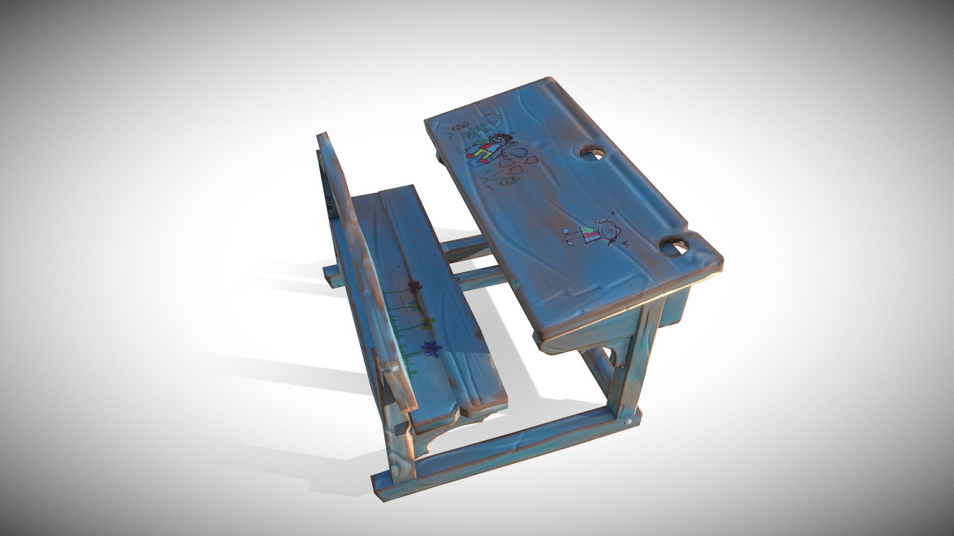 Stylized Props - Student Desk - 3D model by Sabrina Dernane ...