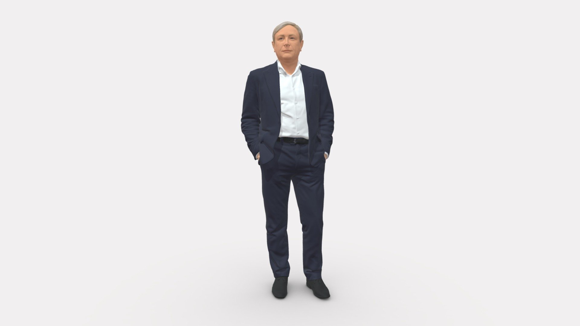 000981 gray haired man in blue suit - Buy Royalty Free 3D model by ...