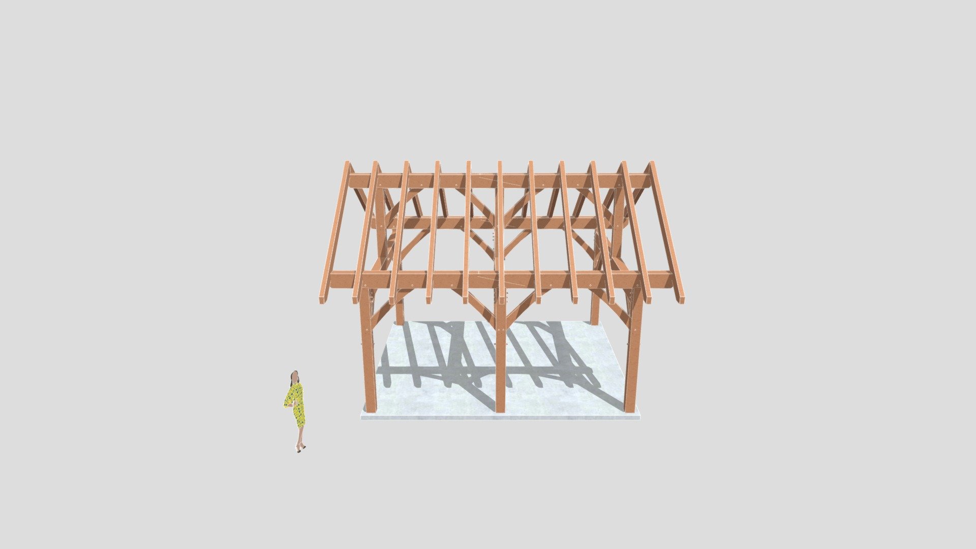16x18 Timber Frame Plan (6981) - 3D model by BIGWOOD [ee992c5] - Sketchfab