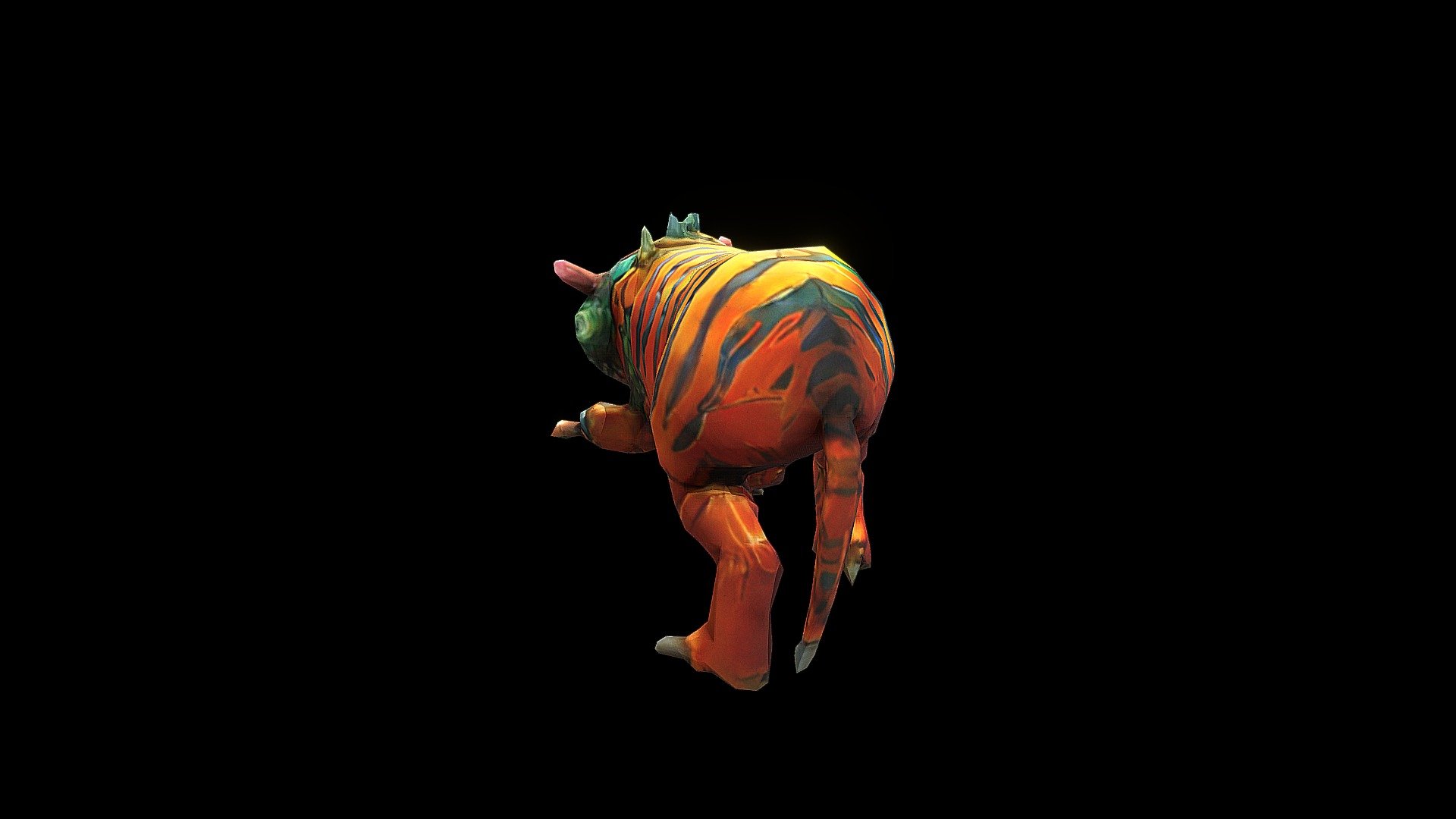 a robotic tiger with a green helmet on its he - Download Free 3D model ...