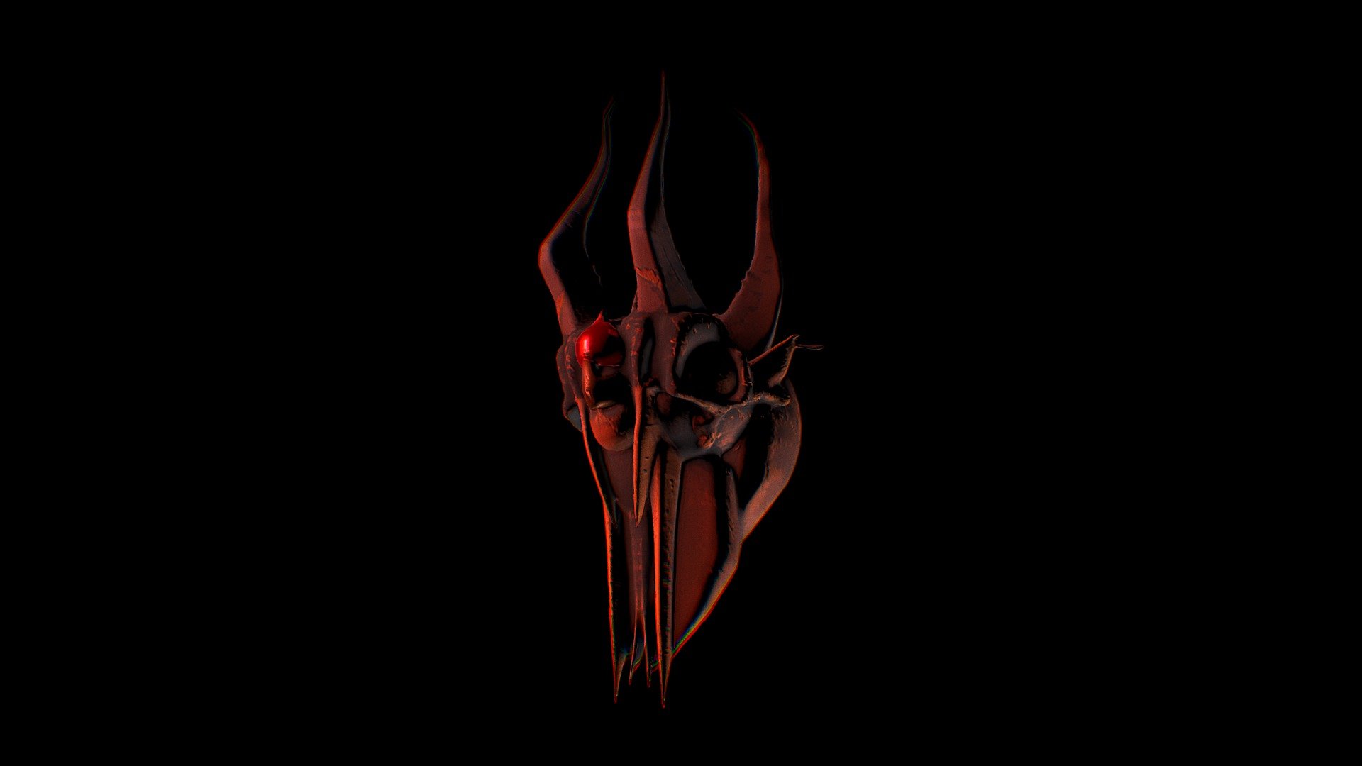 demonic helmet with horns and red gem - Download Free 3D model by ...