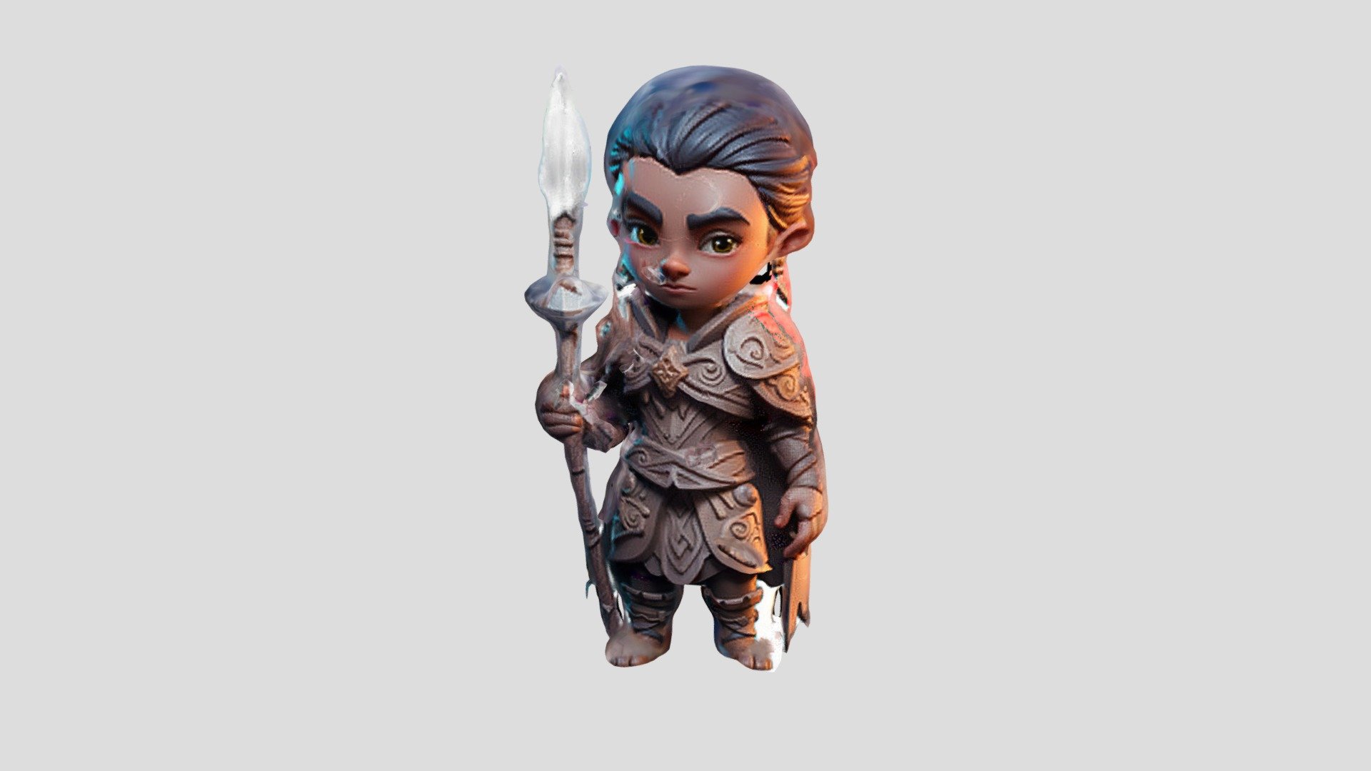 Cute little boy dressed as a warrior holding a - Download Free 3D model ...