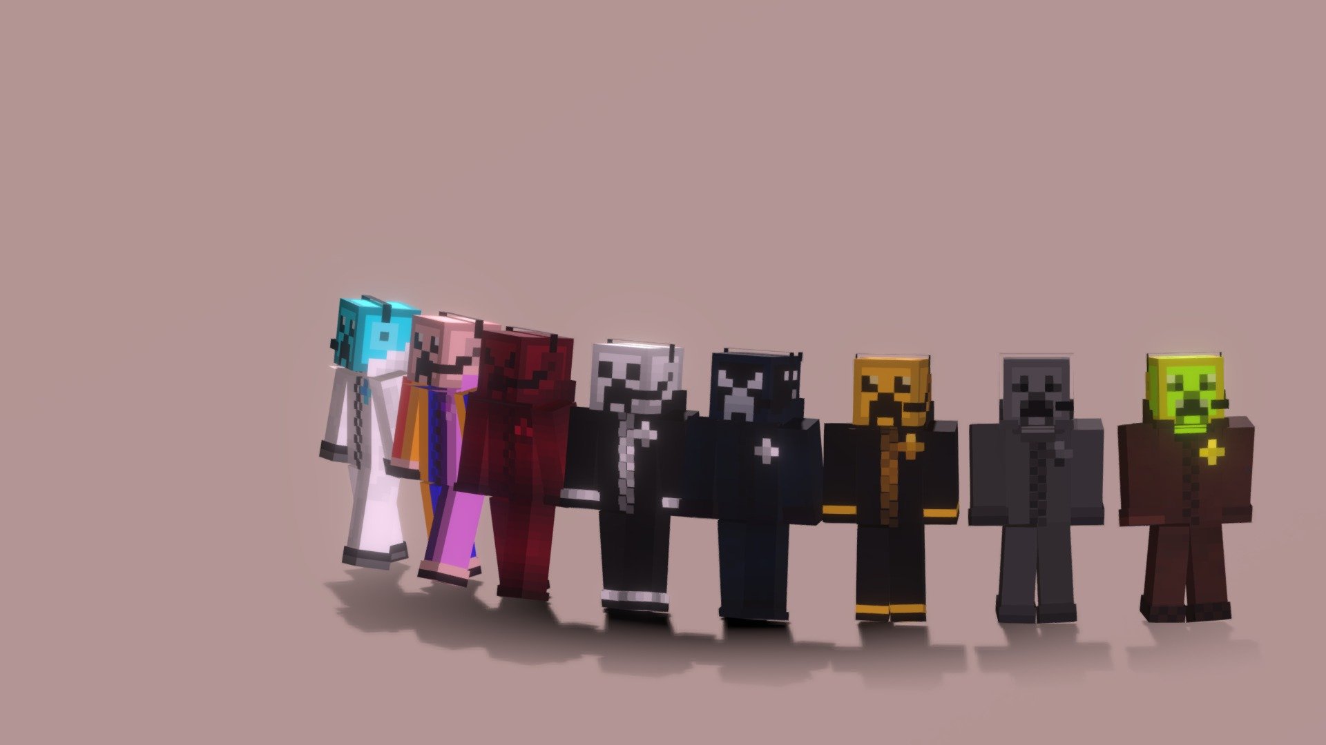 Minecraft Creeper Skin Set, The “AstroCreepers.” - Download Free 3D ...