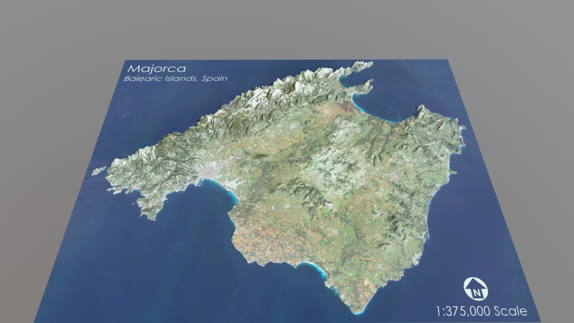 Majorca/Mallorca, Spain (1:375,000) - 3D model by smartmAPPS [eed40db ...