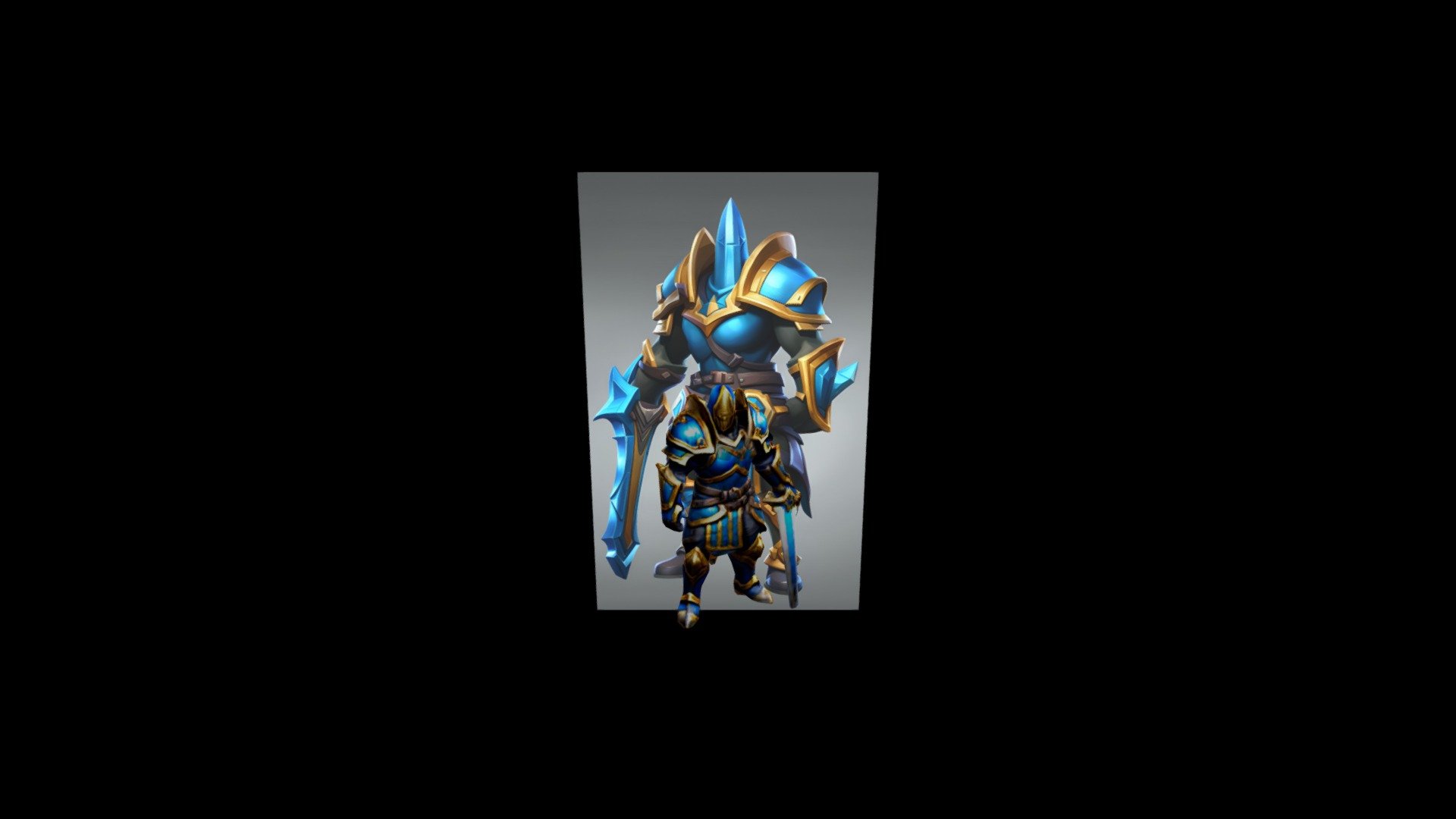 "Blue and Gold Knight Armor" A man in a blue - Download Free 3D model ...
