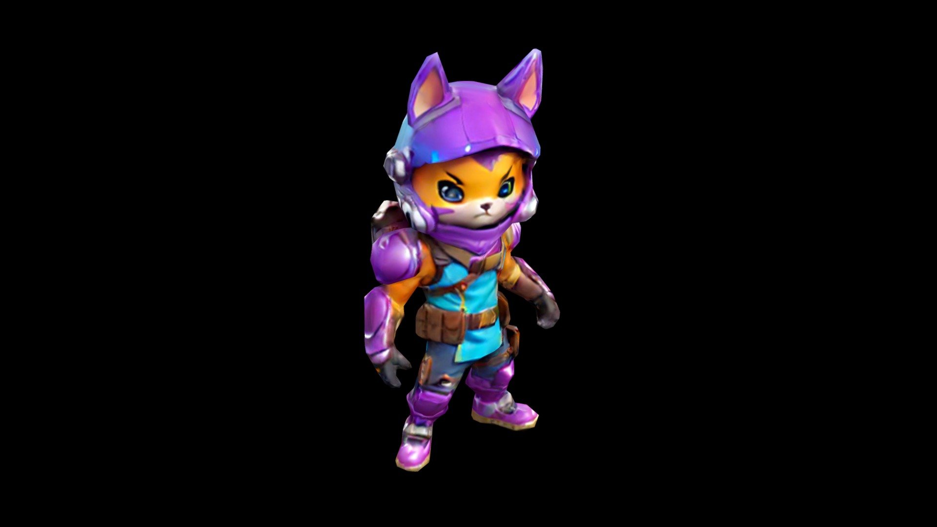 Anime character with purple armor and a blue ves - Download Free 3D ...