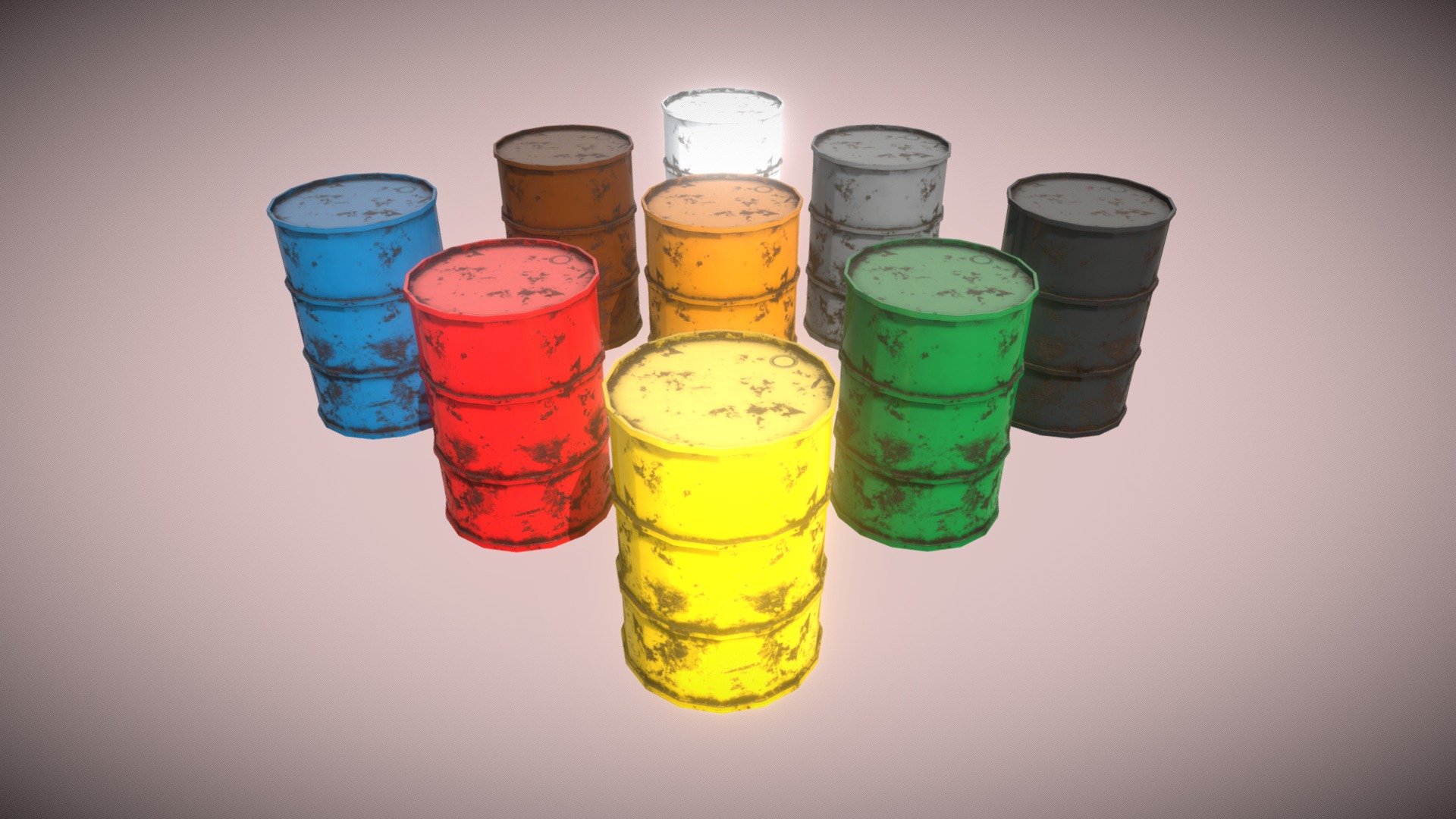 Rusty Colored Barrels Low Poly VR AR Game Ready - Buy Royalty Free 3D ...