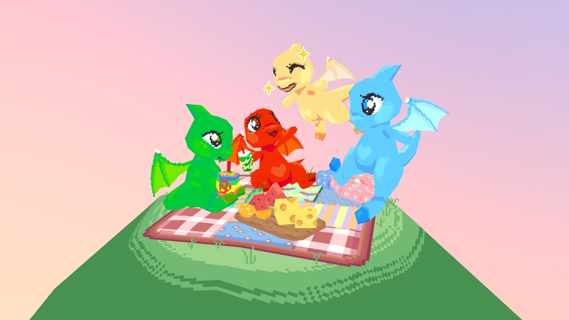 Shoyru Summer Picnic ☀😎 - 3D model by Puppy (@pupcific) [ef0172a ...