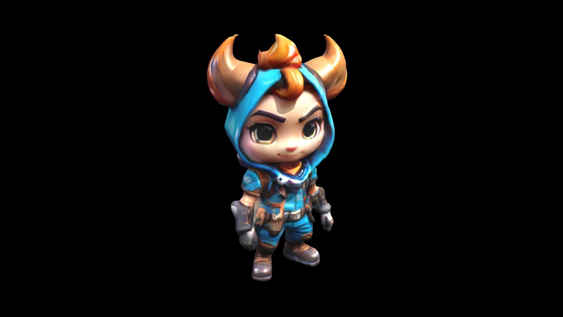 Chibi Girl Hero with blue attire and spikes on h - Download Free 3D ...