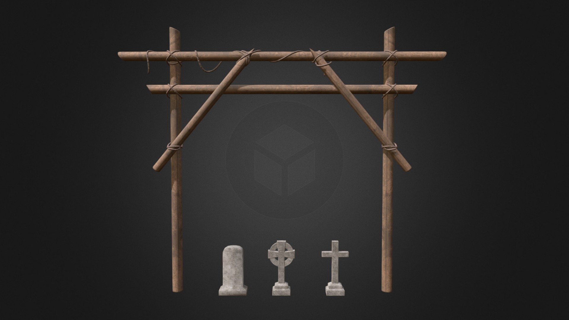 wooden gate, tombstone, medieval - 3D model by Văn Nam (@namvansle ...