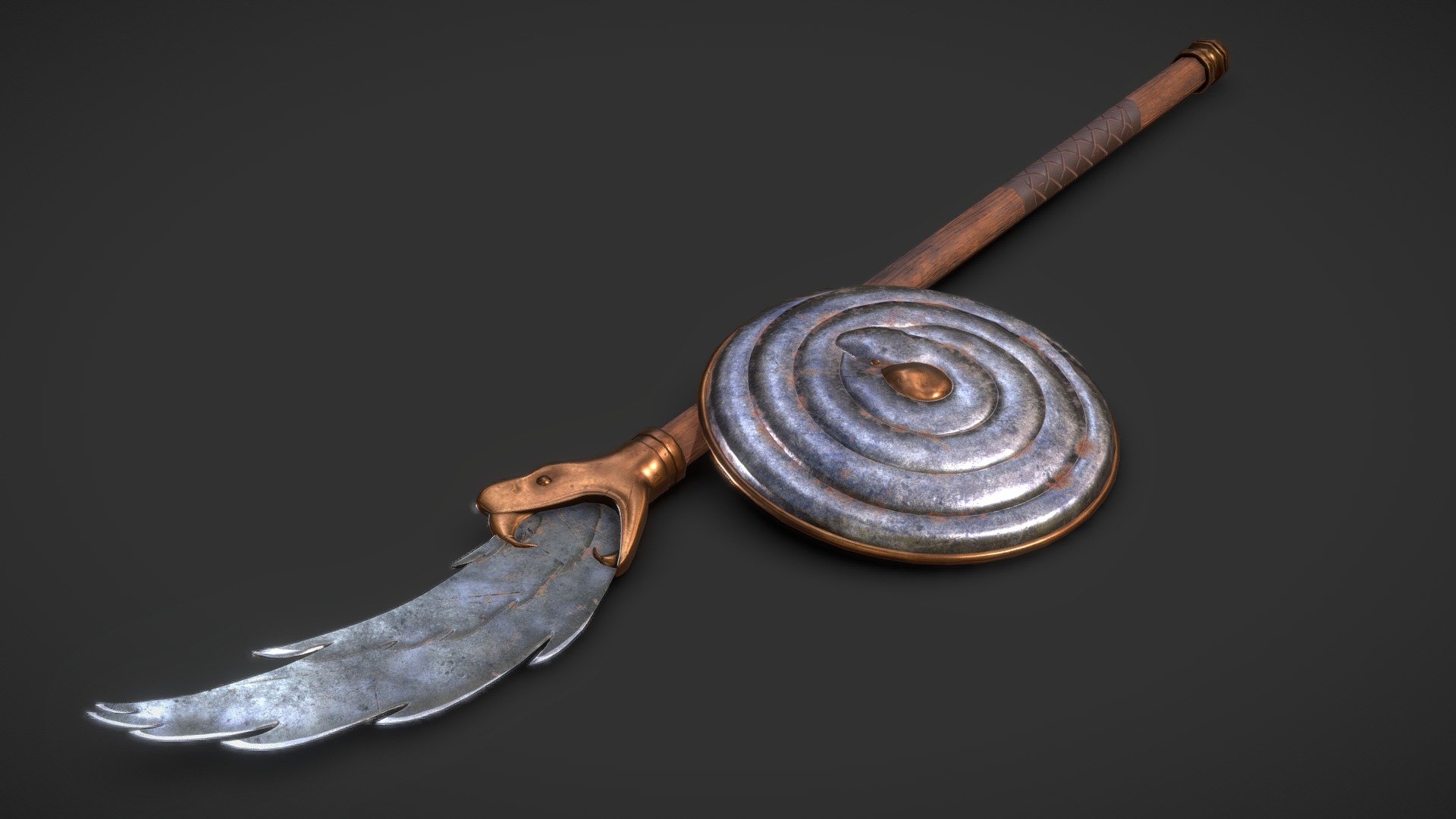Snake Blade and Shield - 3D model by EthanGriggSchool [ef2185c] - Sketchfab
