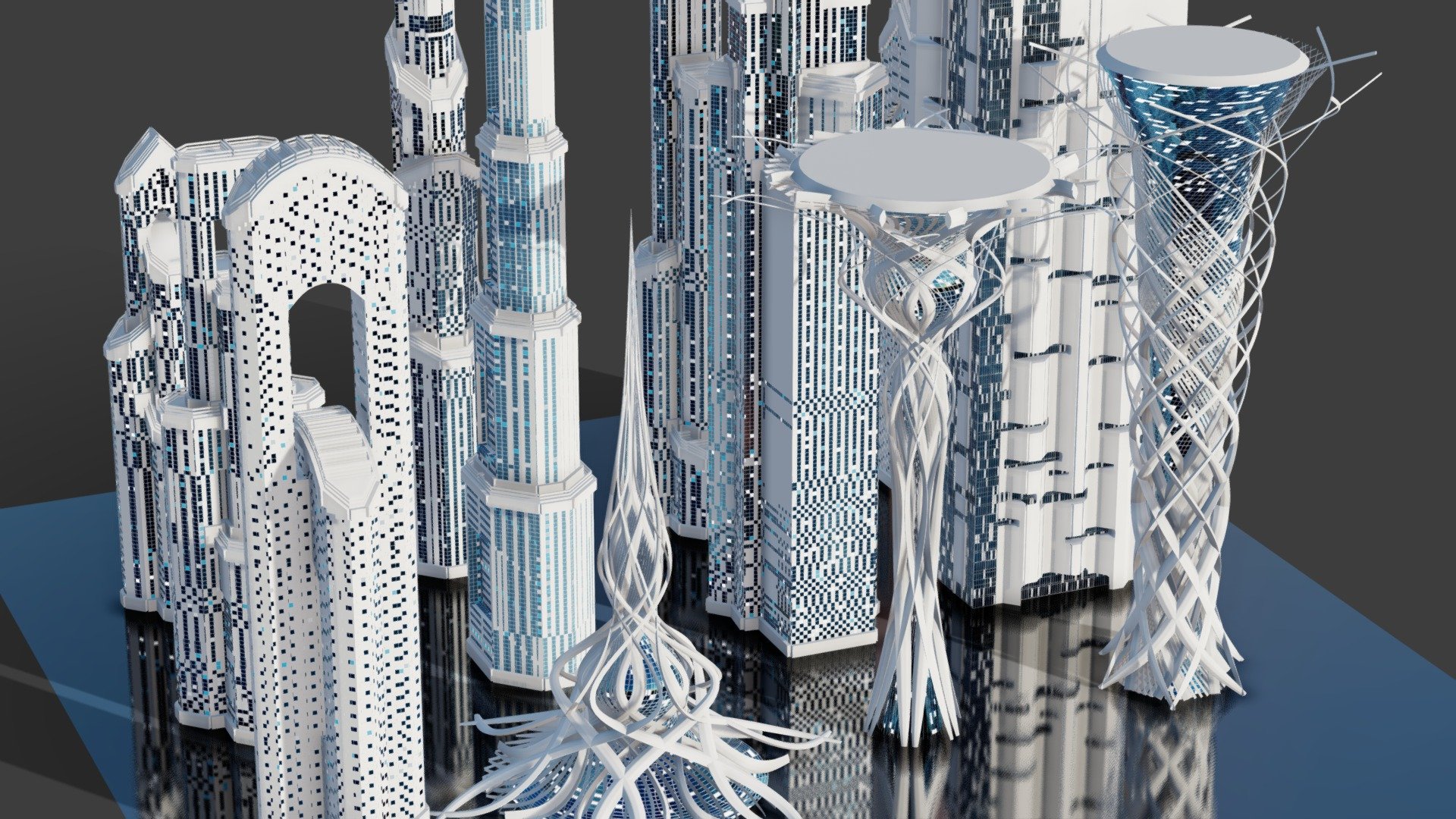 Futuristic Skyscrapers_6002 - Buy Royalty Free 3D model by Giimann ...