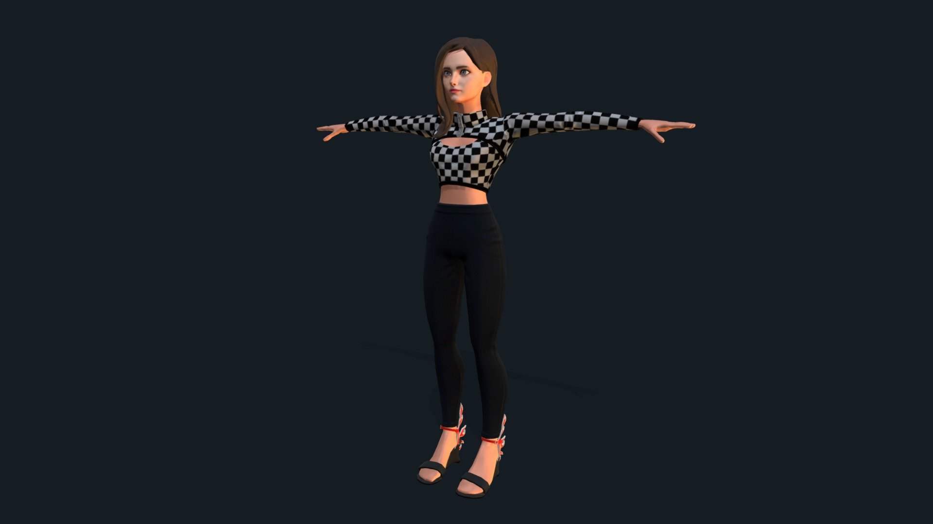Katherine Langford 3D Cartoon Model - T Pose - Download Free 3D model ...