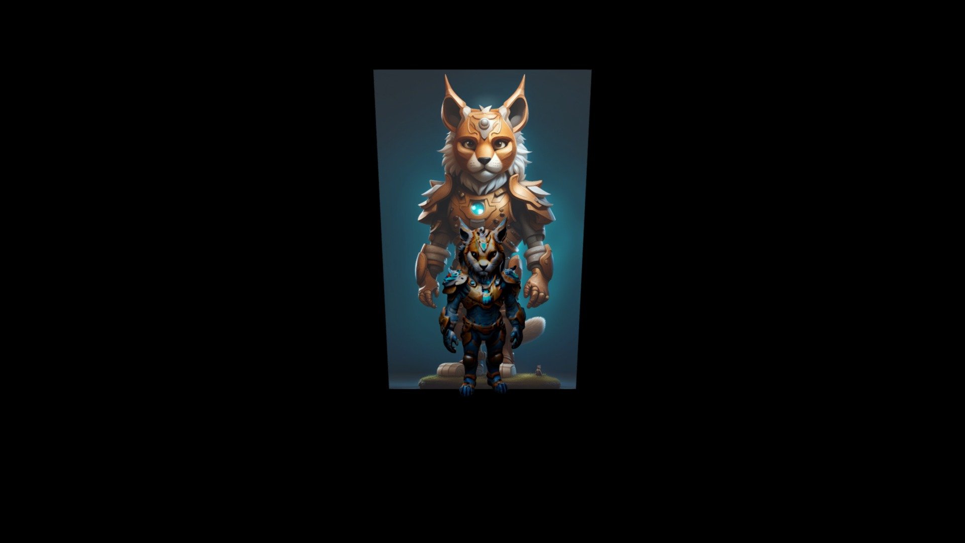 a of a cartoon cat in armor with a glowing eye, - Download Free 3D ...