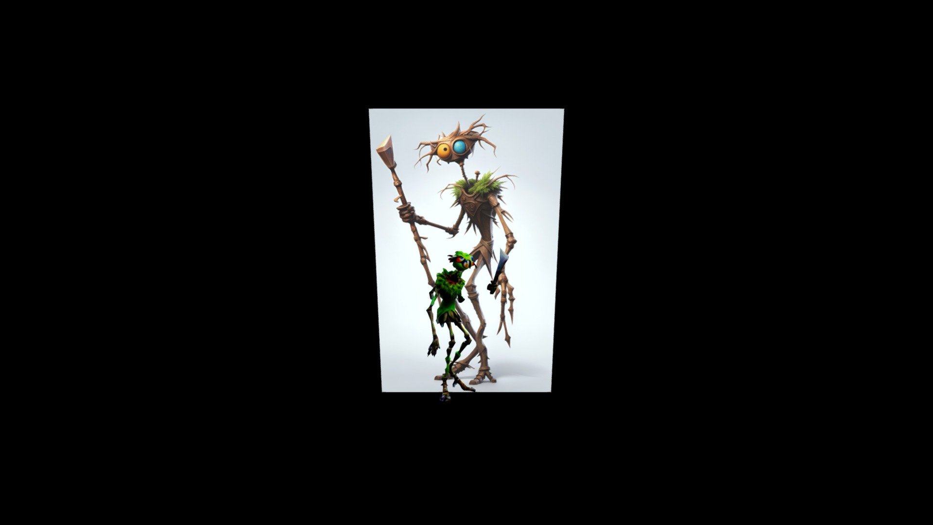 a cartoon character holding a stick, stylized ch - Download Free 3D ...