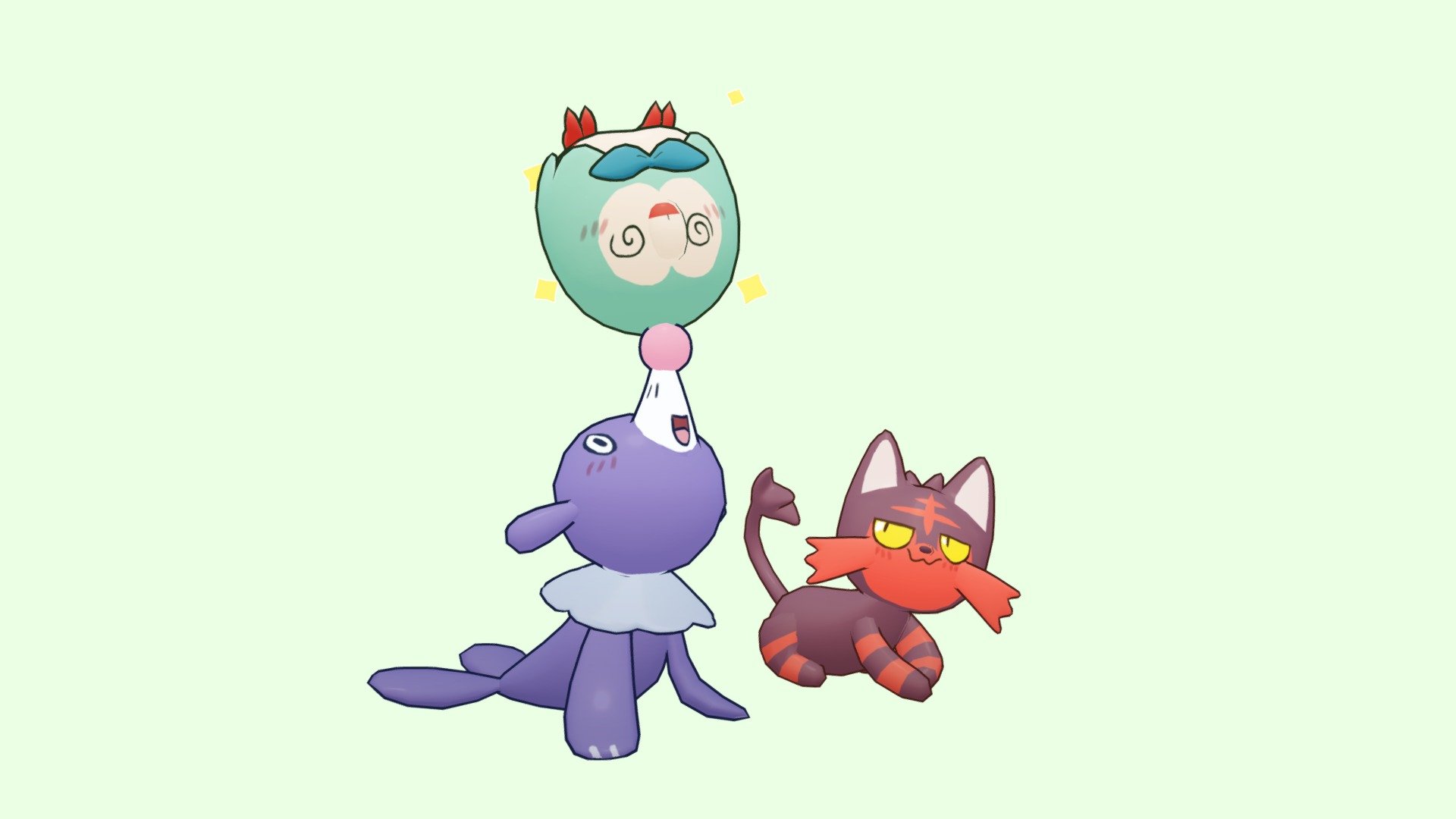 Alola Starters - 3D model by Ines Pereira (@inesp3d) [ef3dd50] - Sketchfab