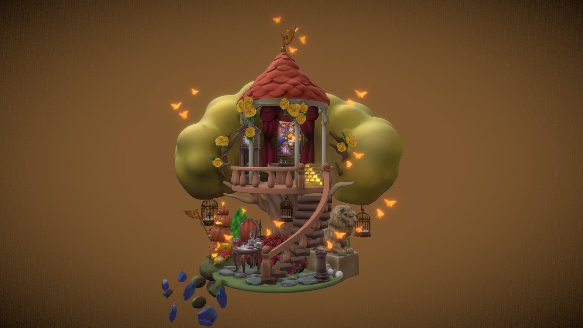 beatrice golden witch treehouse sketchfab - 3D model by Ulrik_Selvik ...