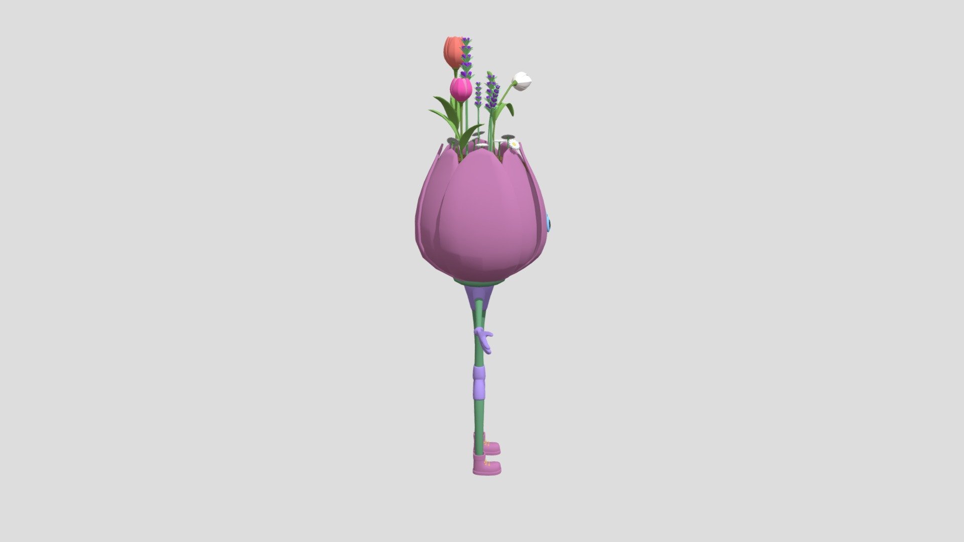 Tulip Plant Character/Pot - Download Free 3D model by trippinczar ...