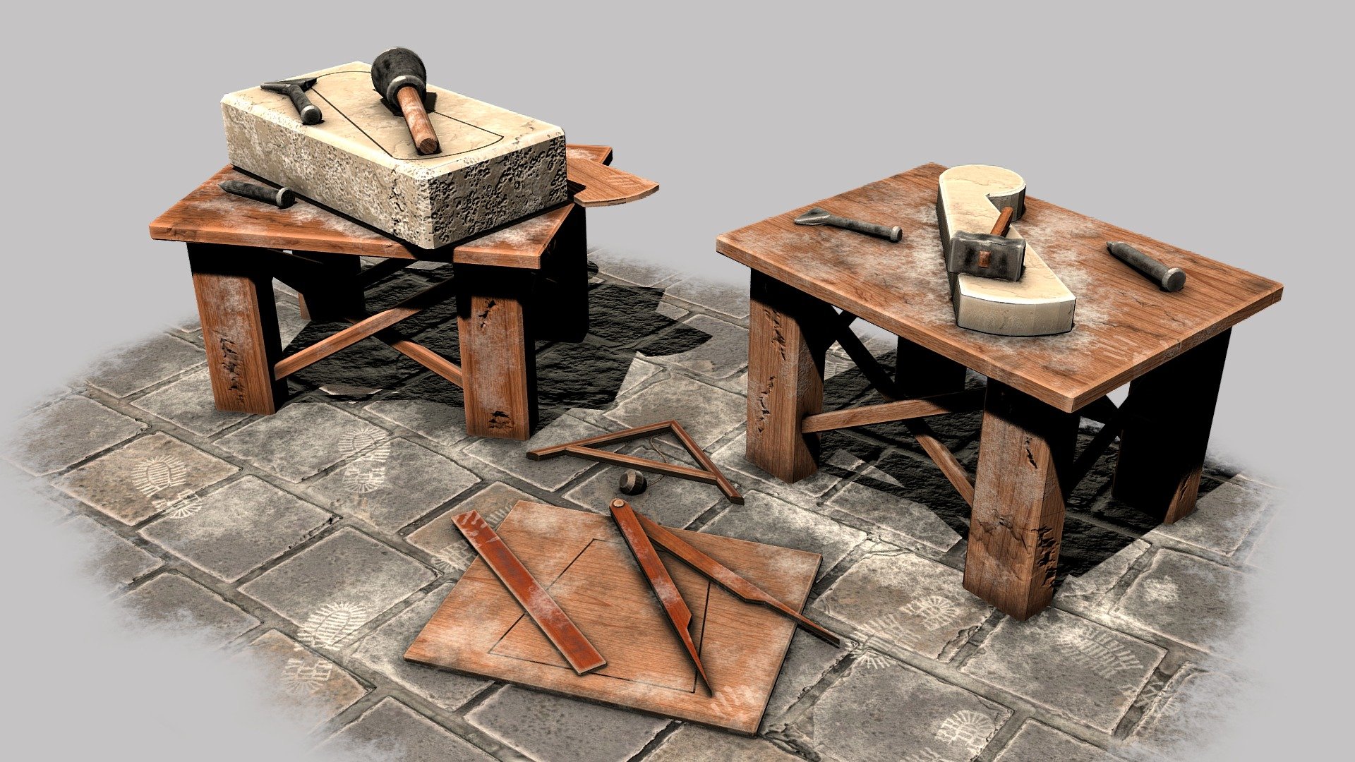 Stone masons workshop - free game asset - Download Free 3D model by ...
