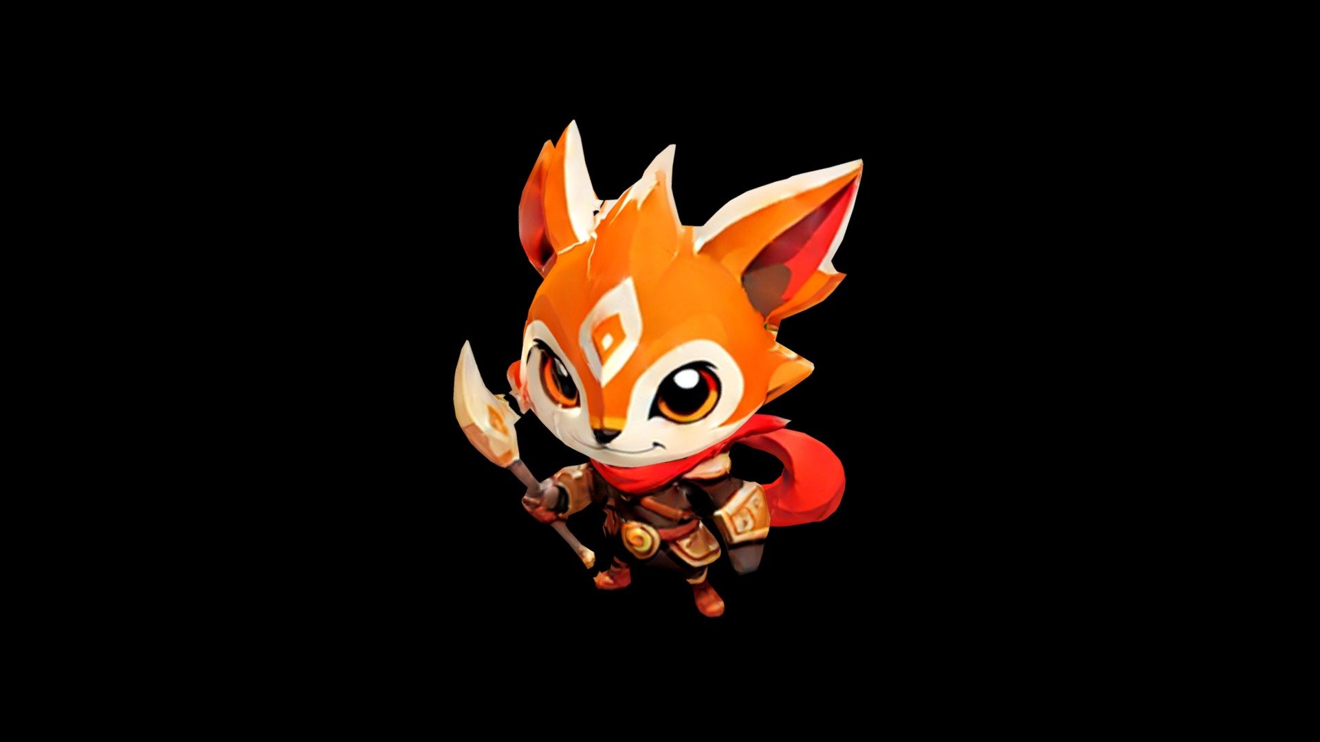 A cute, chibi style fox warrior holding a sword. - Download Free 3D ...
