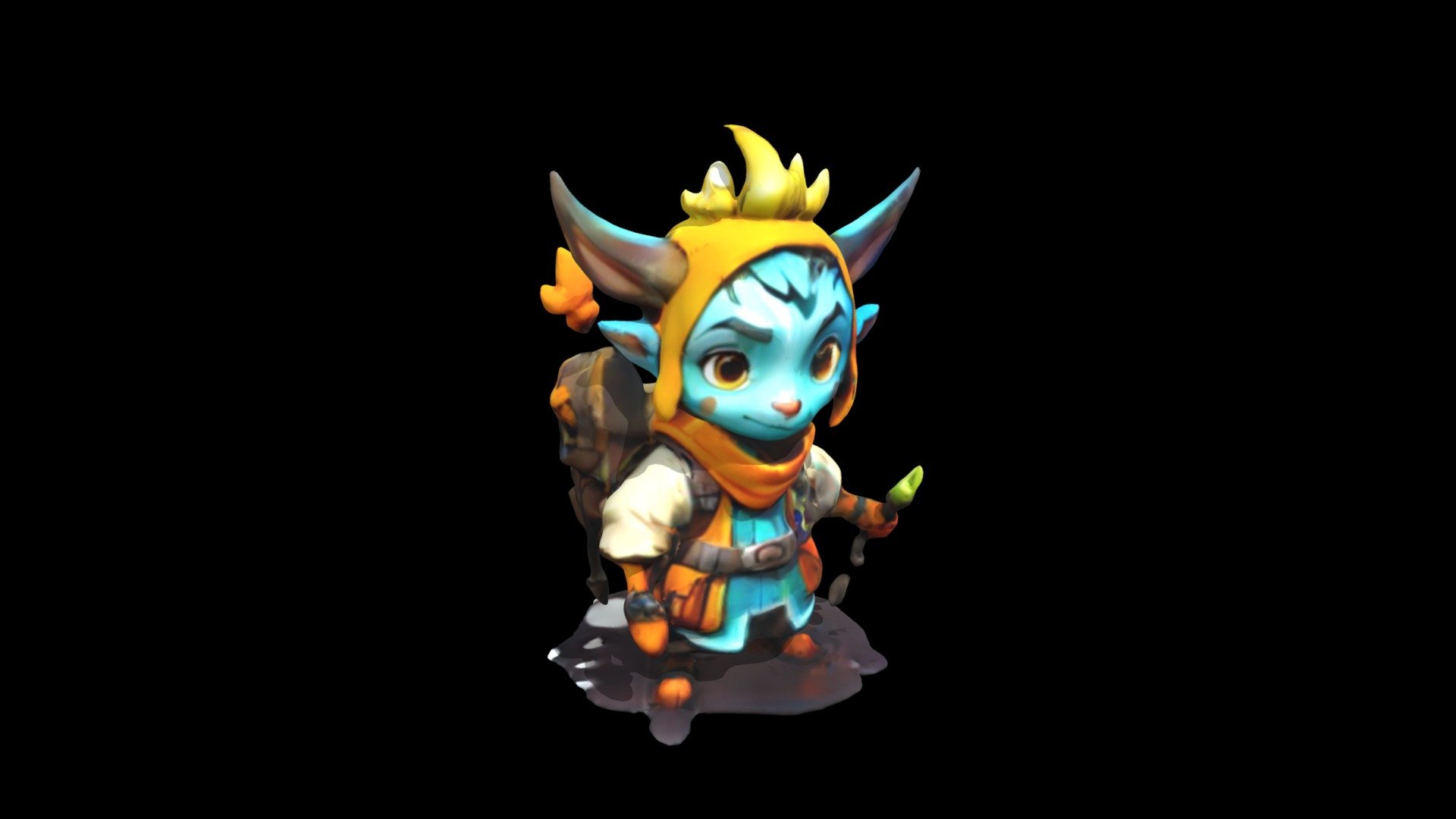 "An adorable blue imp-like character with a back - Download Free 3D ...