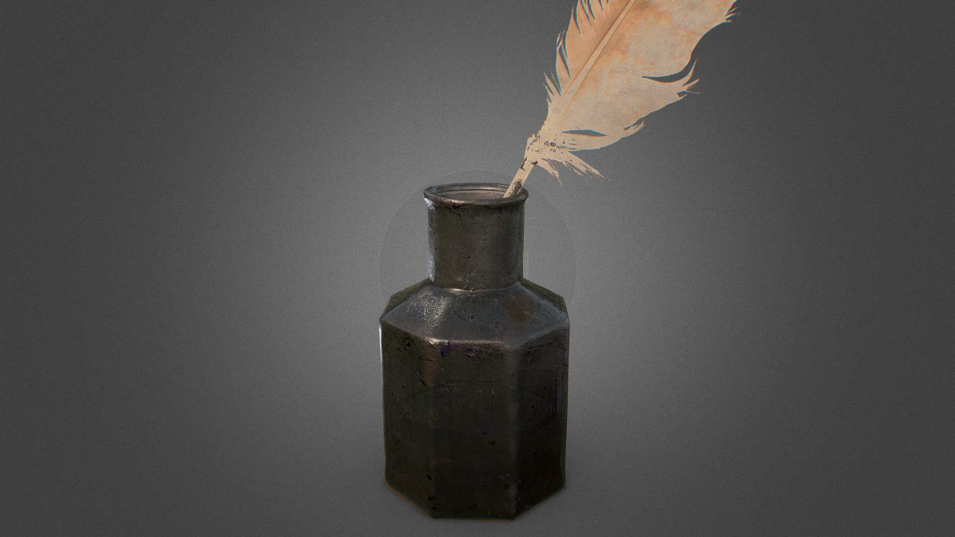 Ink Bottle with Quill - Download Free 3D model by Matthew Collings ...