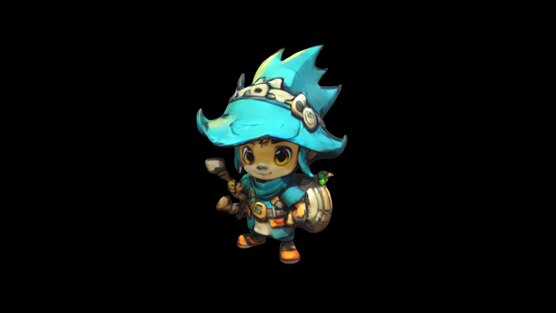 a cartoon character with a blue hat and orang - Download Free 3D model ...