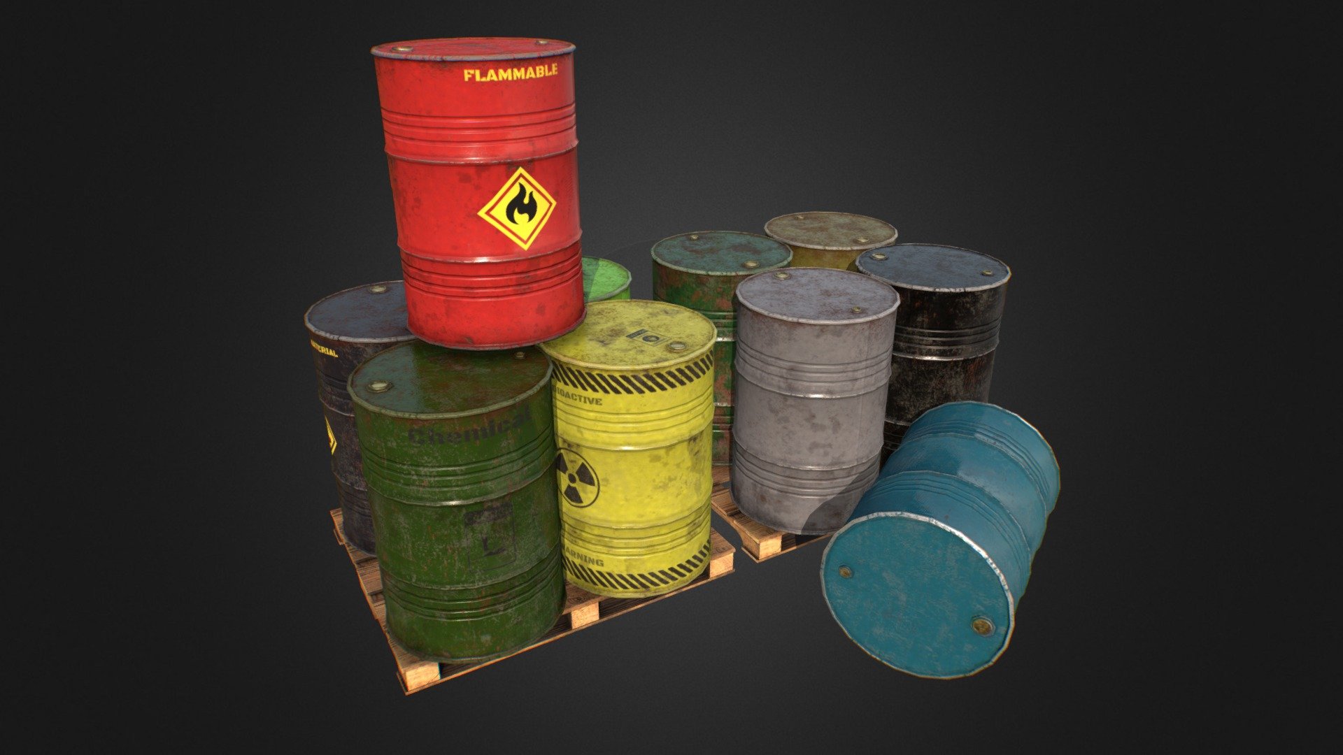 Steel Barrels KIT (game asset ready) - Buy Royalty Free 3D model by ...