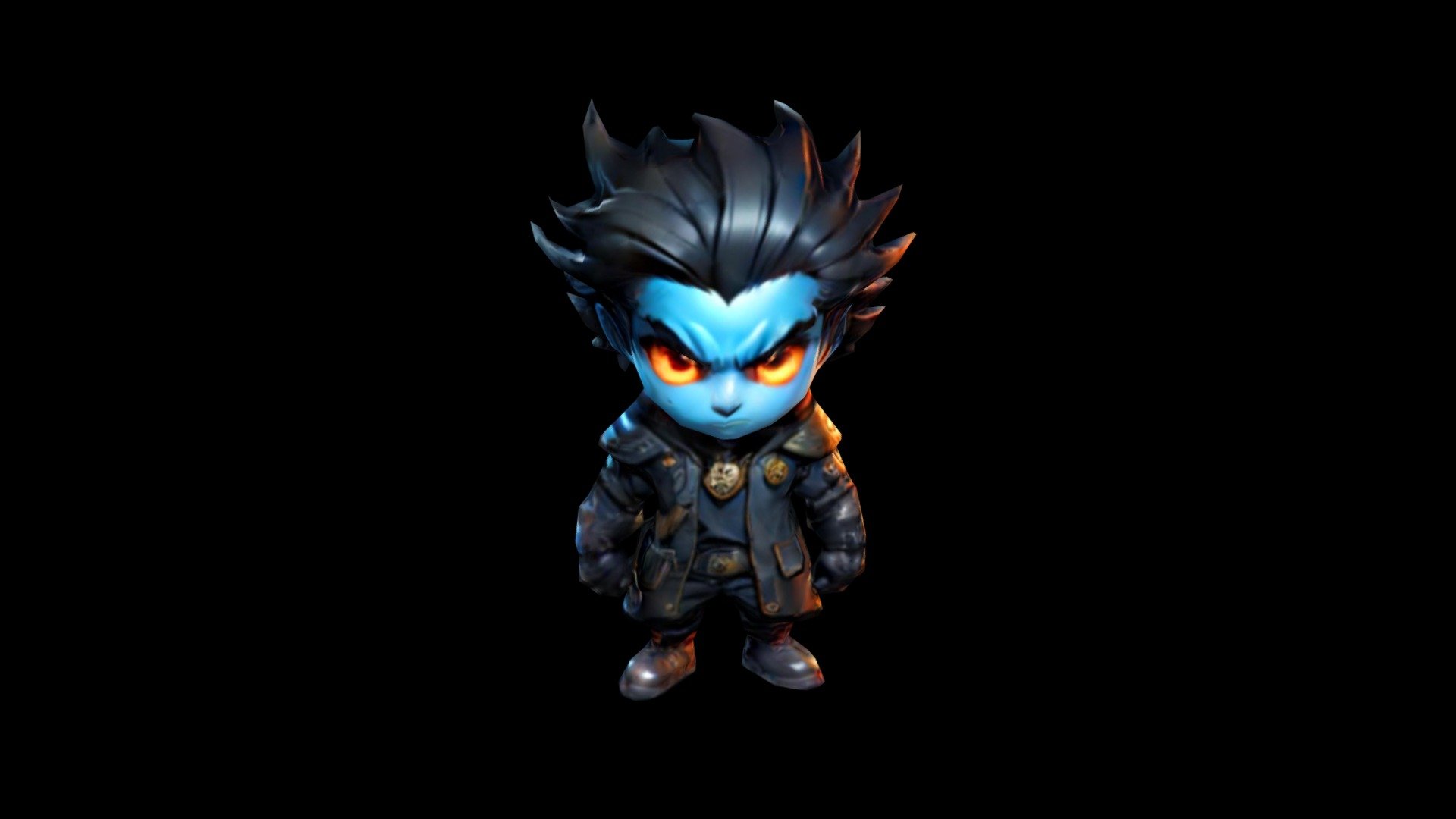 "Blue-skinned, angry-faced character with spiky - Download Free 3D ...