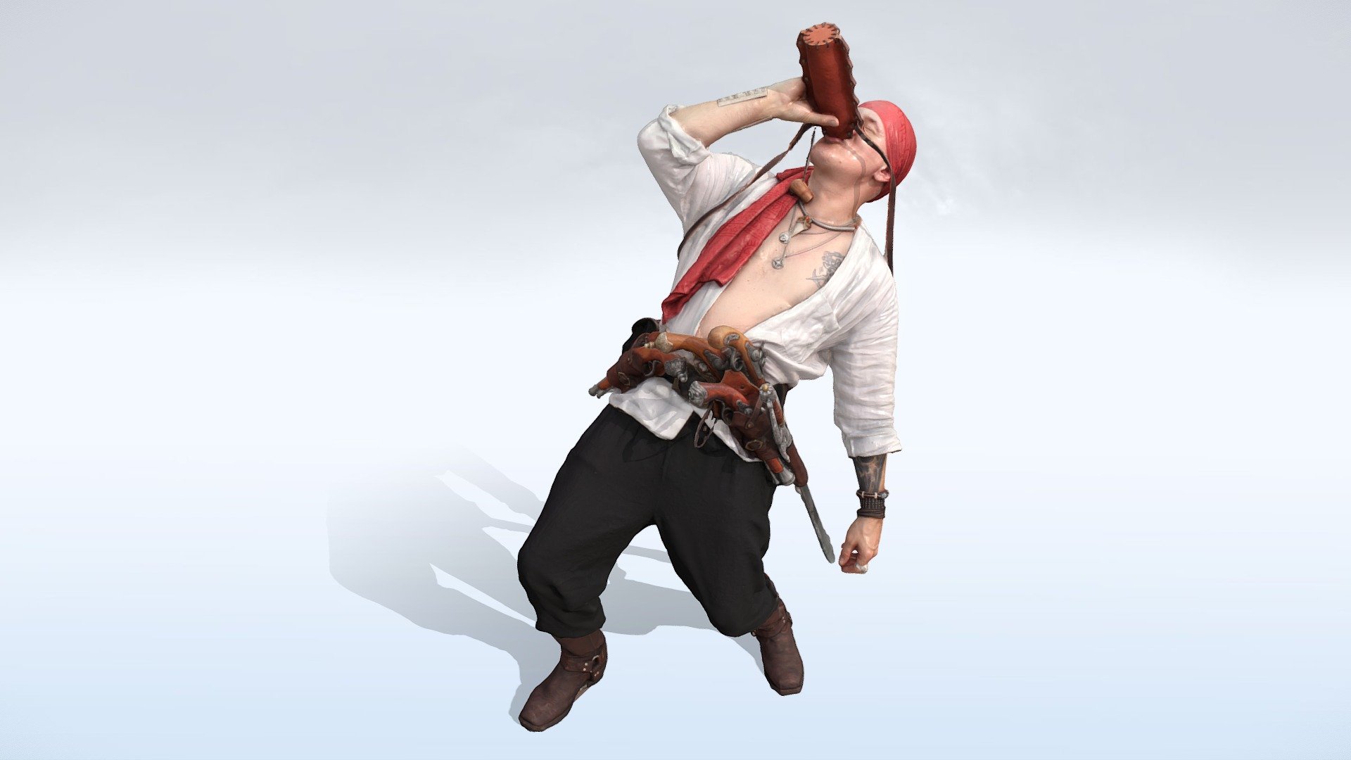 Male Scan - Pirate drinking from Flask - 3D model by ViARsys [efc1965 ...