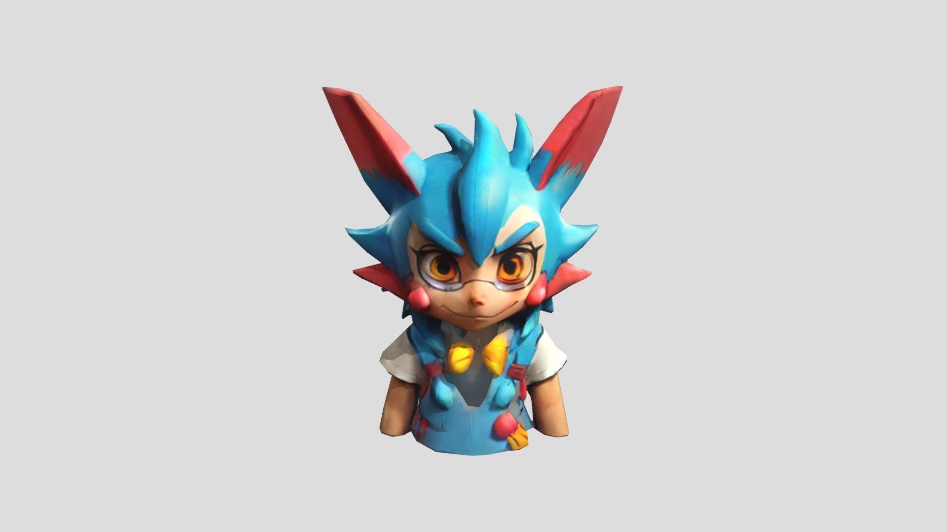 Electric Blue Toy wear The Happy Character Anima - Download Free 3D ...