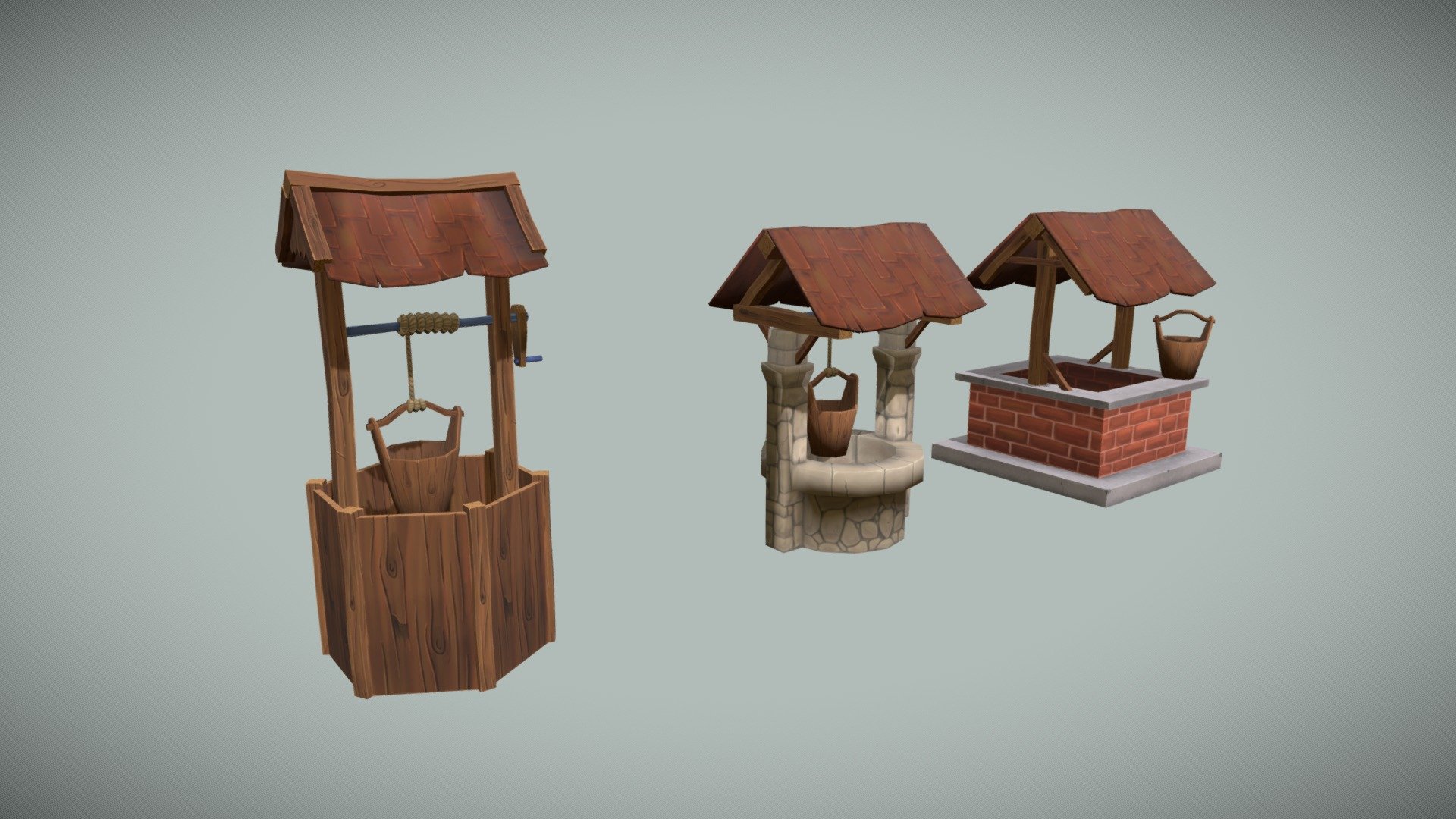 Stylized Low Poly Handpainted Wells (pack) - Buy Royalty Free 3D model ...