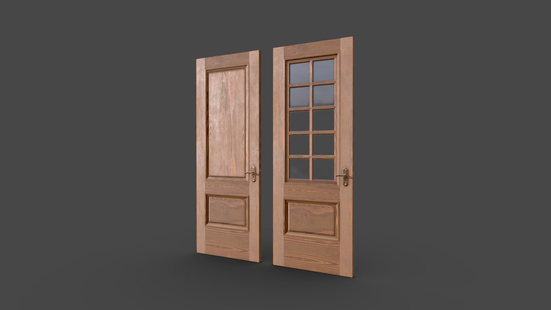 Rustic Wooden Doors - Game Ready Low-poly - Buy Royalty Free 3D model ...