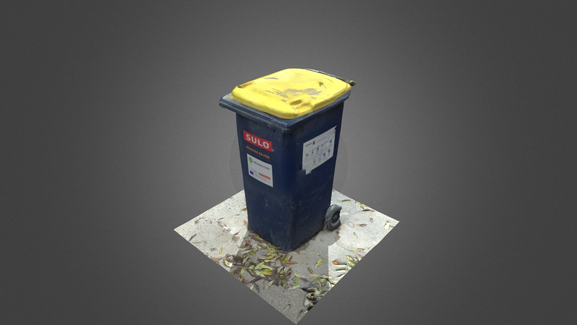 Yellow-blue recycling bin/trash with 8k texture - 3D model by ...