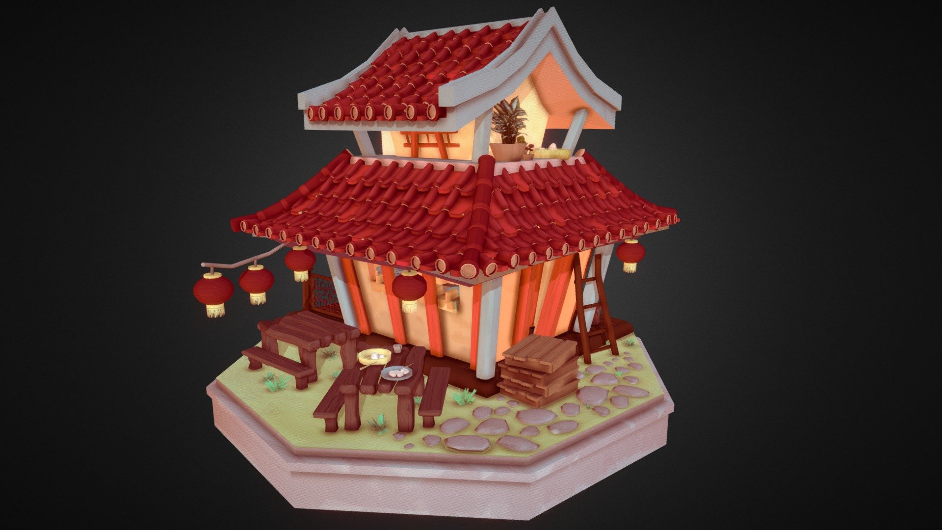 Game Art 1:A Stylised Ancient Chinese Restaurant - 3D model by ...